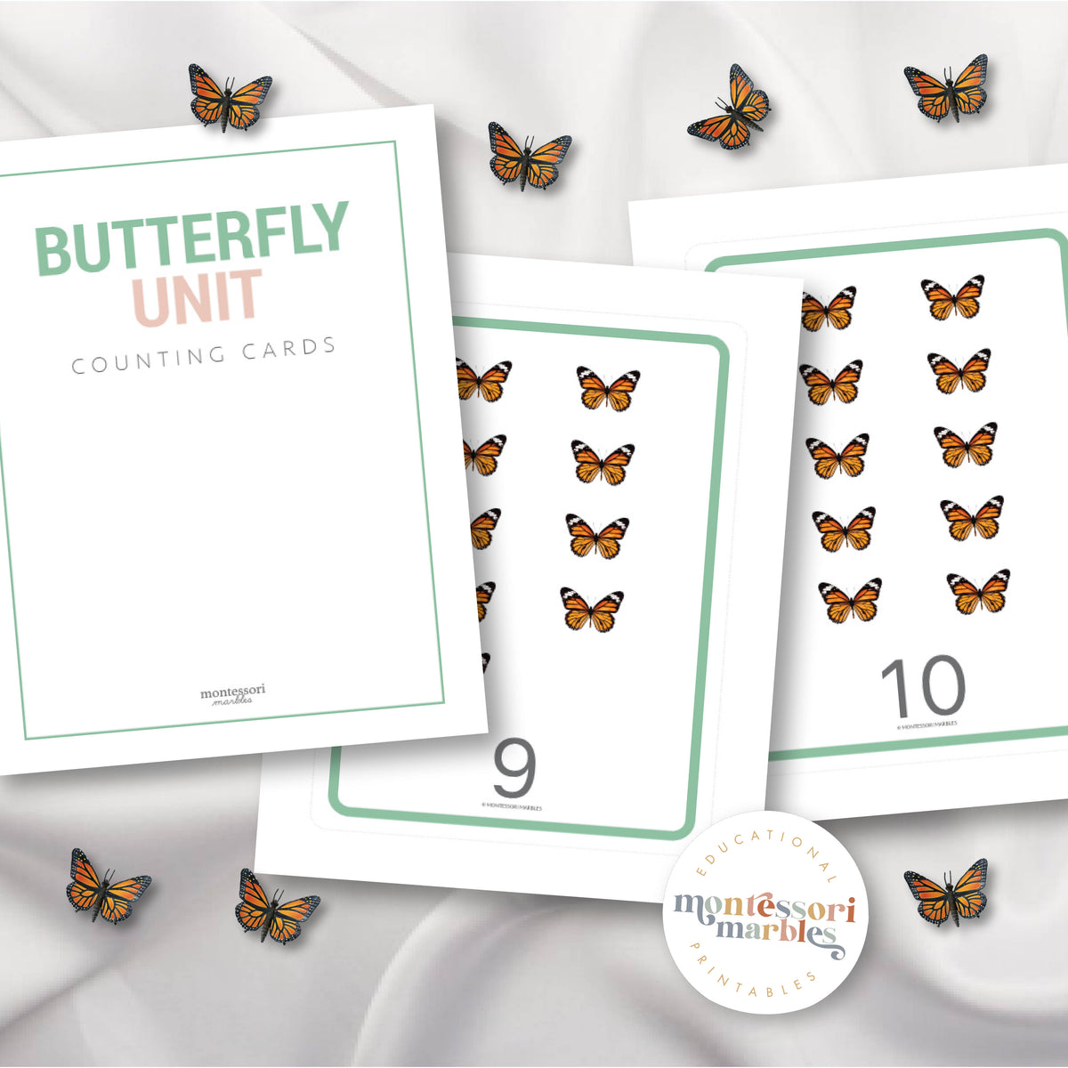 BUTTERFLY Counting Cards 1 to 10 | Montessori Inspired Printable ...