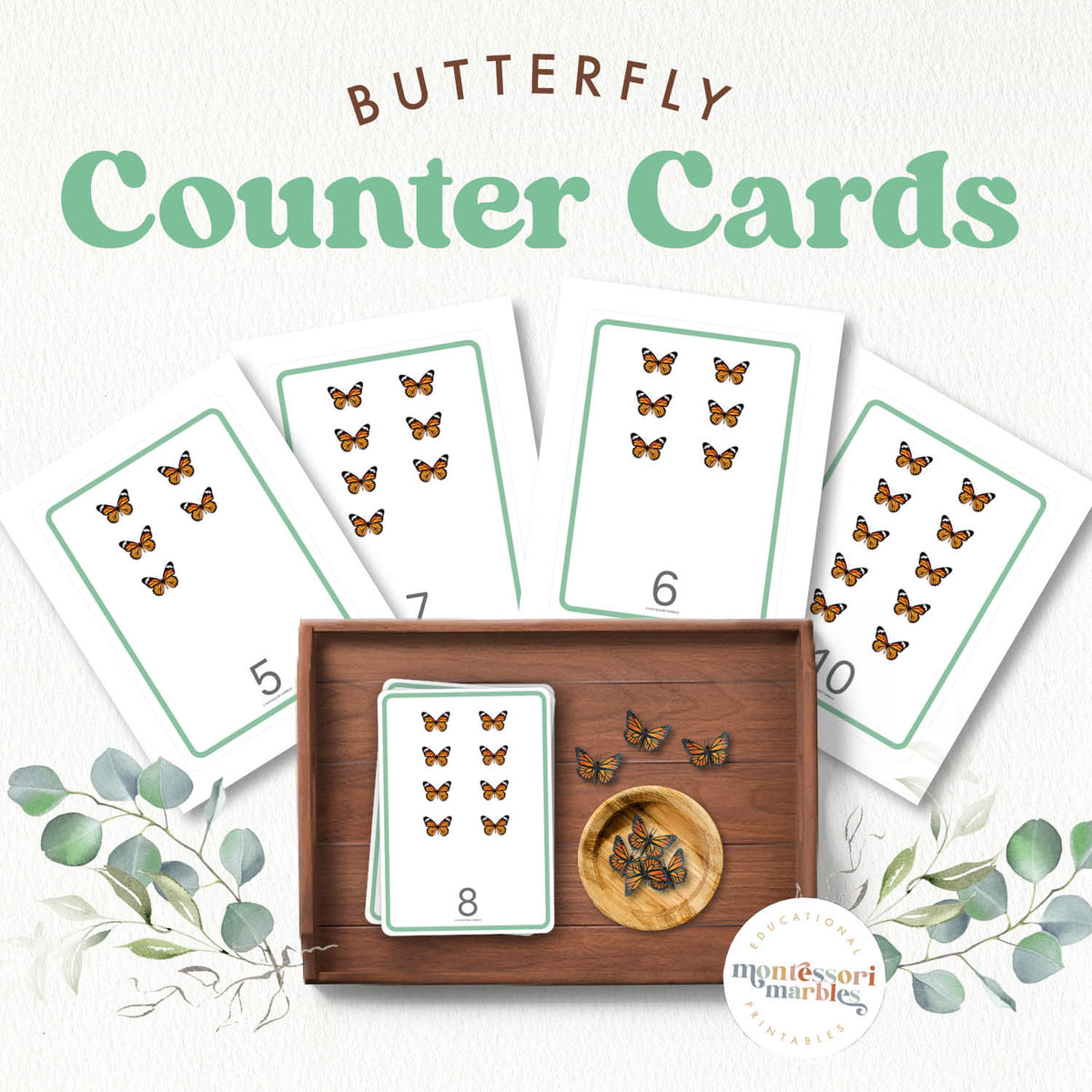 BUTTERFLY Counting Cards 1 to 10 | Montessori Inspired Printable ...