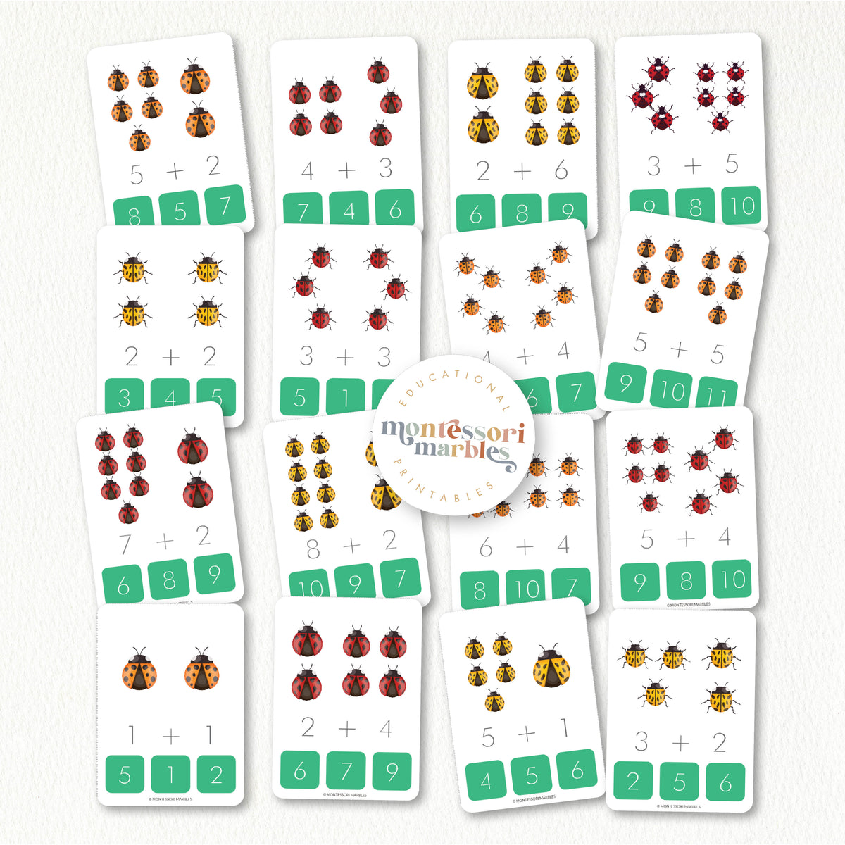 Ladybugs Addition Clip Cards | Montessori Printable Resources ...