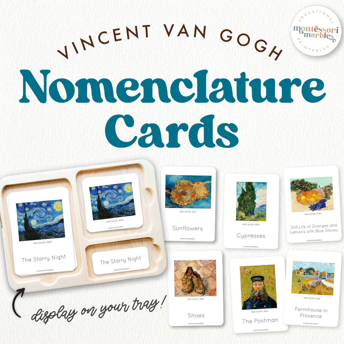 Vincent Van Gogh Montessori Nomenclature Cards – Montessori Marbles
