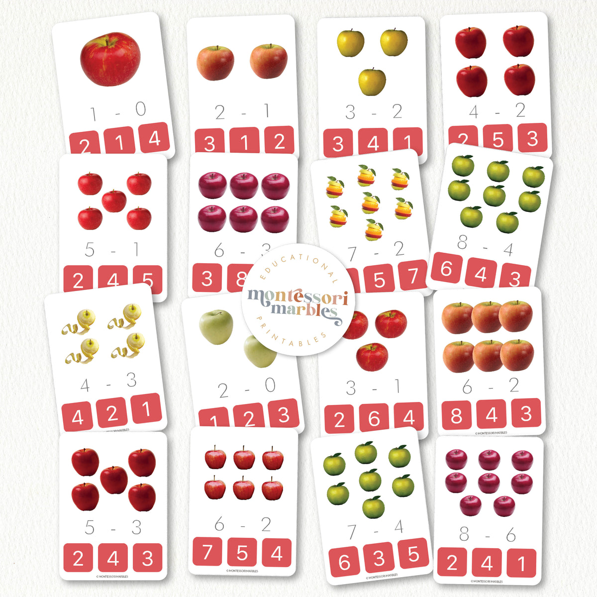 Apples Subtraction Clip Cards | Montessori Inspired Early Math ...