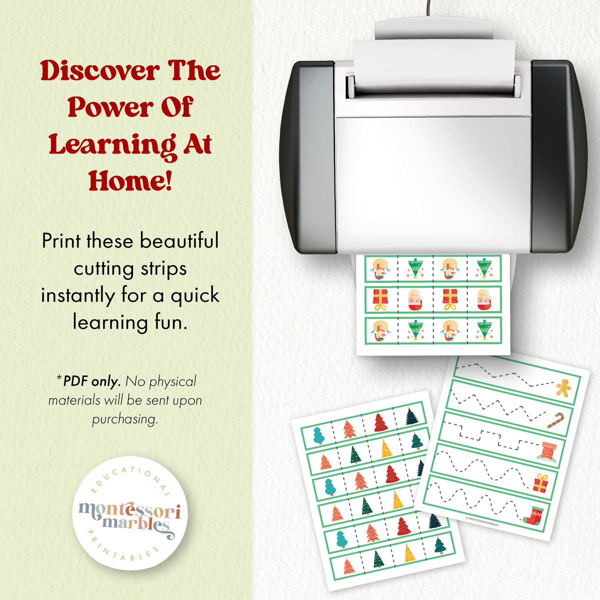 CHRISTMAS Cutting Strips – Montessori Marbles