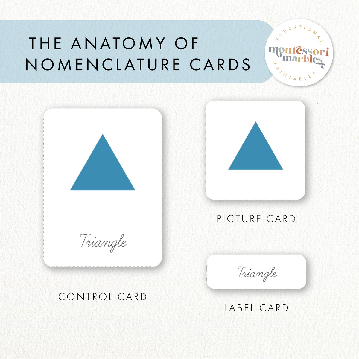 Geometric Shapes Nomenclature Cards (Cursive) – Montessori Marbles