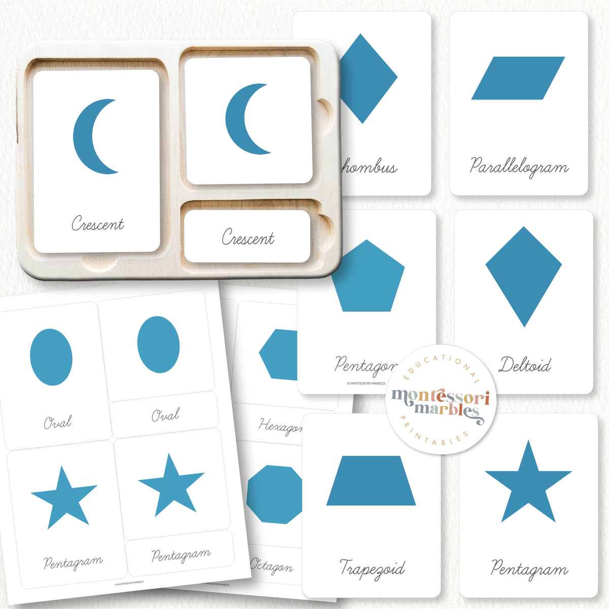Geometric Shapes Nomenclature Cards (Cursive) – Montessori Marbles