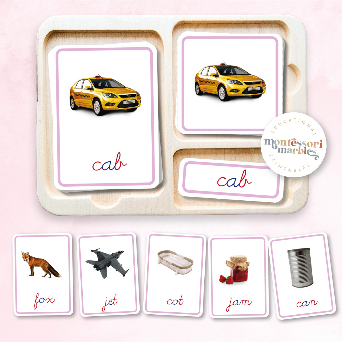 Montessori Pink Series Cursive Nomenclature Cards – Montessori Marbles