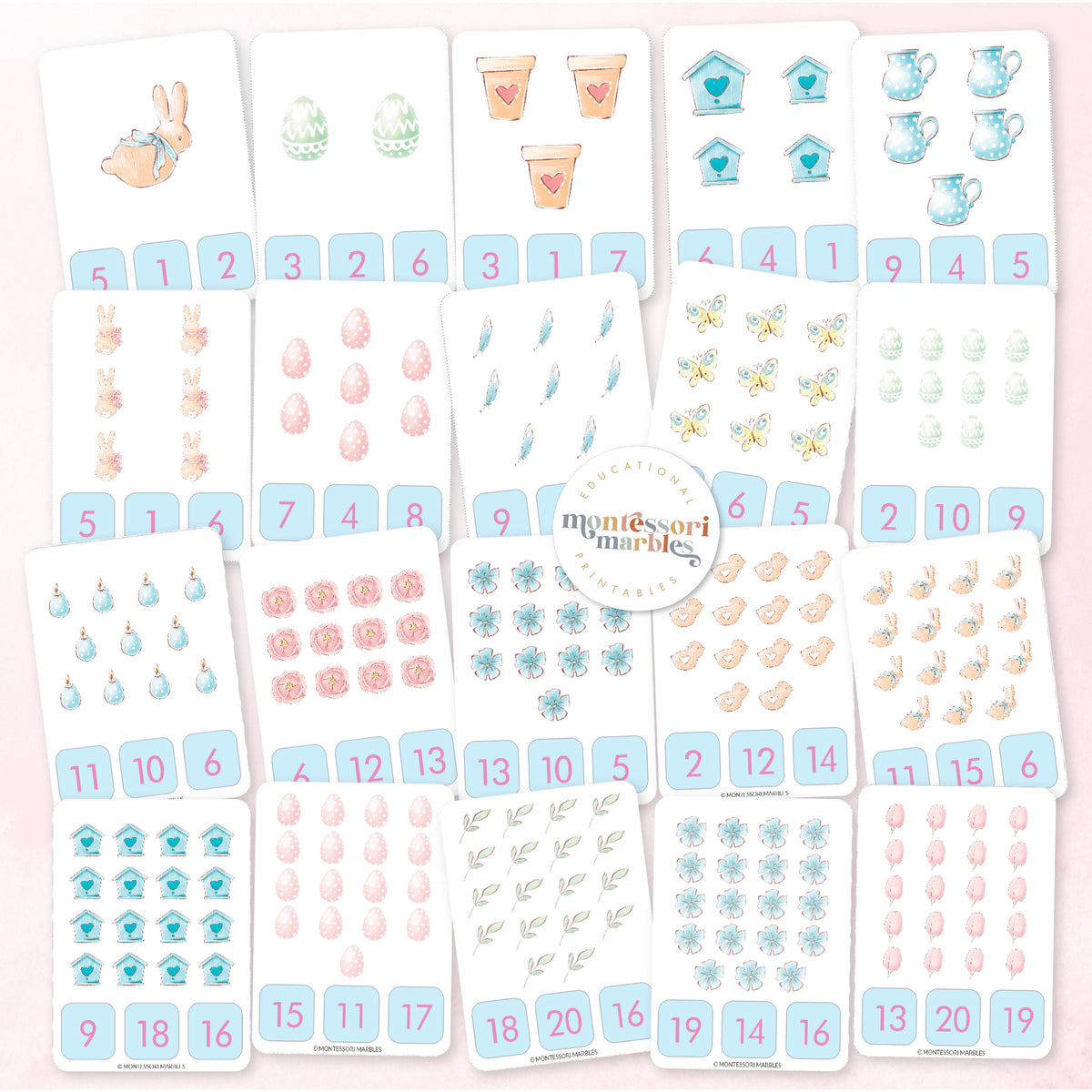 Easter Counting 1 to 20 | Montessori Inspired Flash Cards – Montessori ...