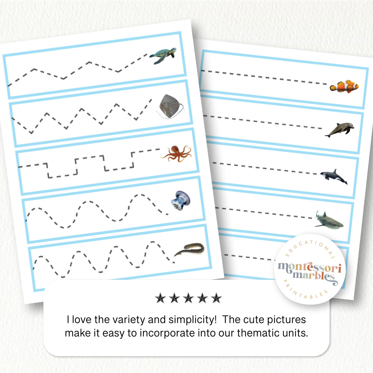 Ocean Animals Cutting Strips | Montessori Inspired Printable Resources ...