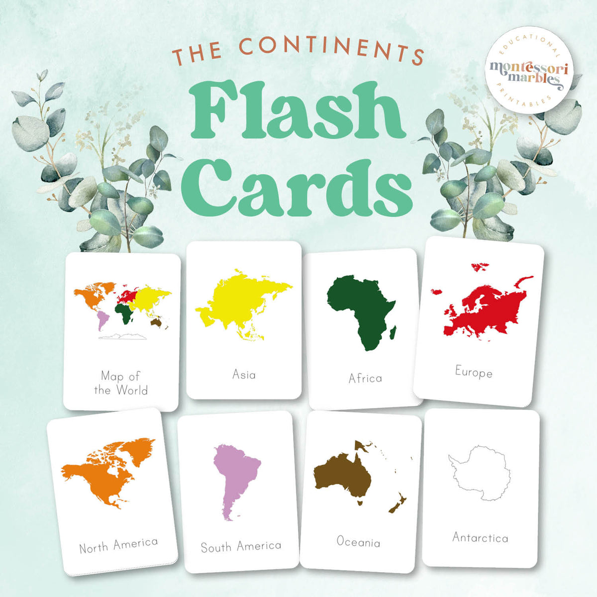 Continent Flash Cards – Montessori Marbles