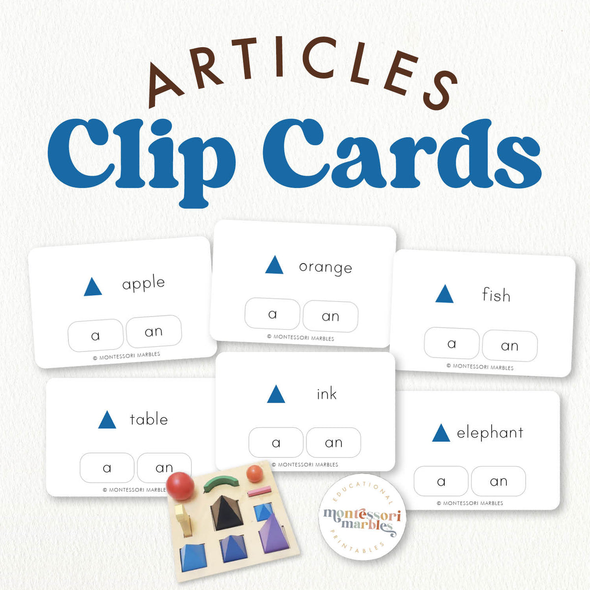 Articles Clip Cards - "a" and "an" – Montessori Marbles