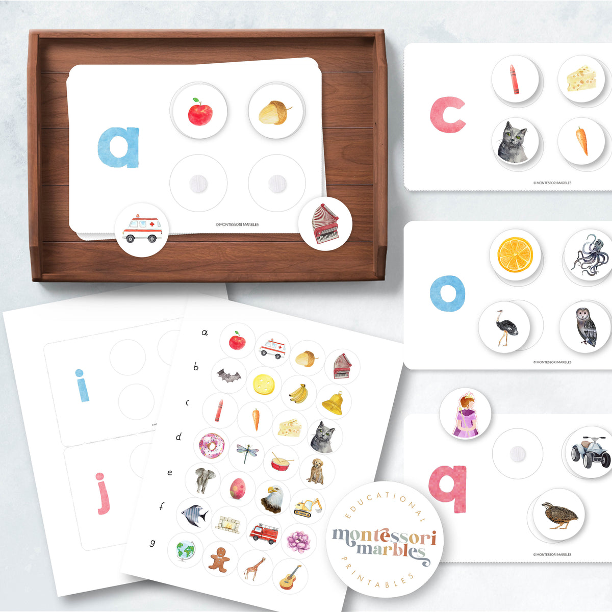 Beginning Sounds Sorting Cards – Montessori Marbles