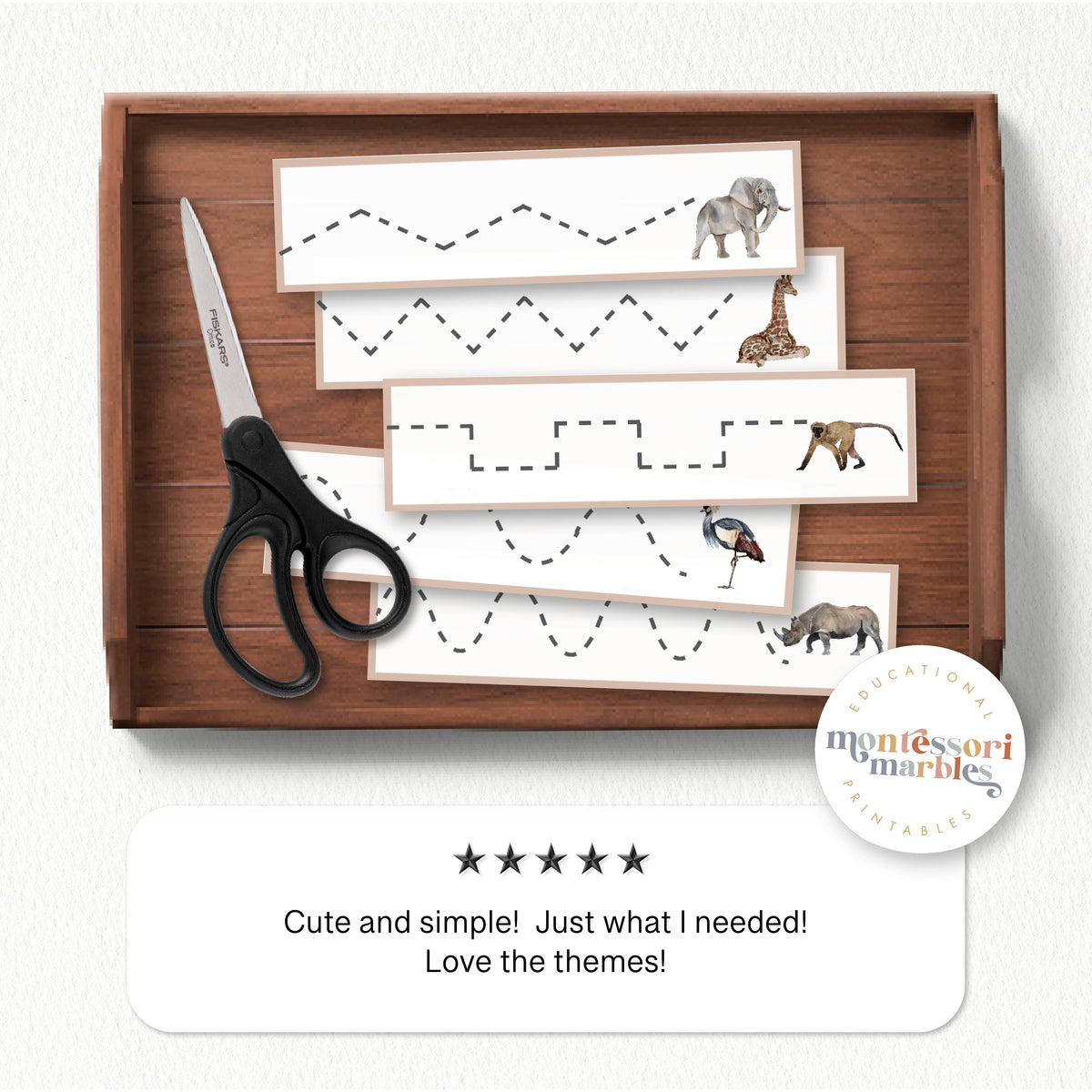 Safari Animals Cutting Strips | Montessori Inspired Printable ...