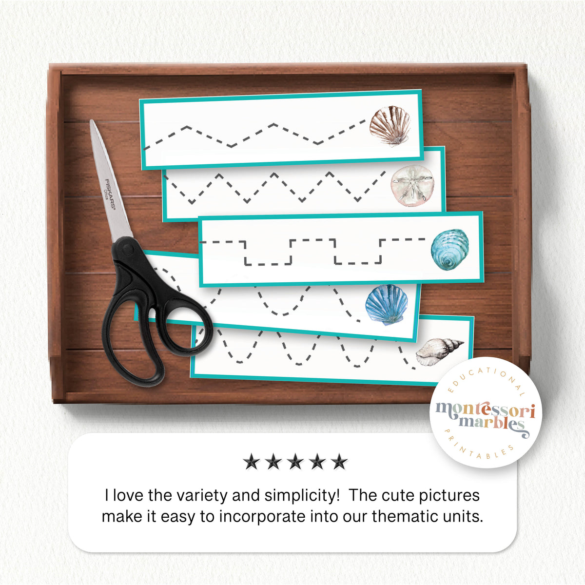 Seashells Cutting Strips | Montessori Inspired Printable – Montessori ...