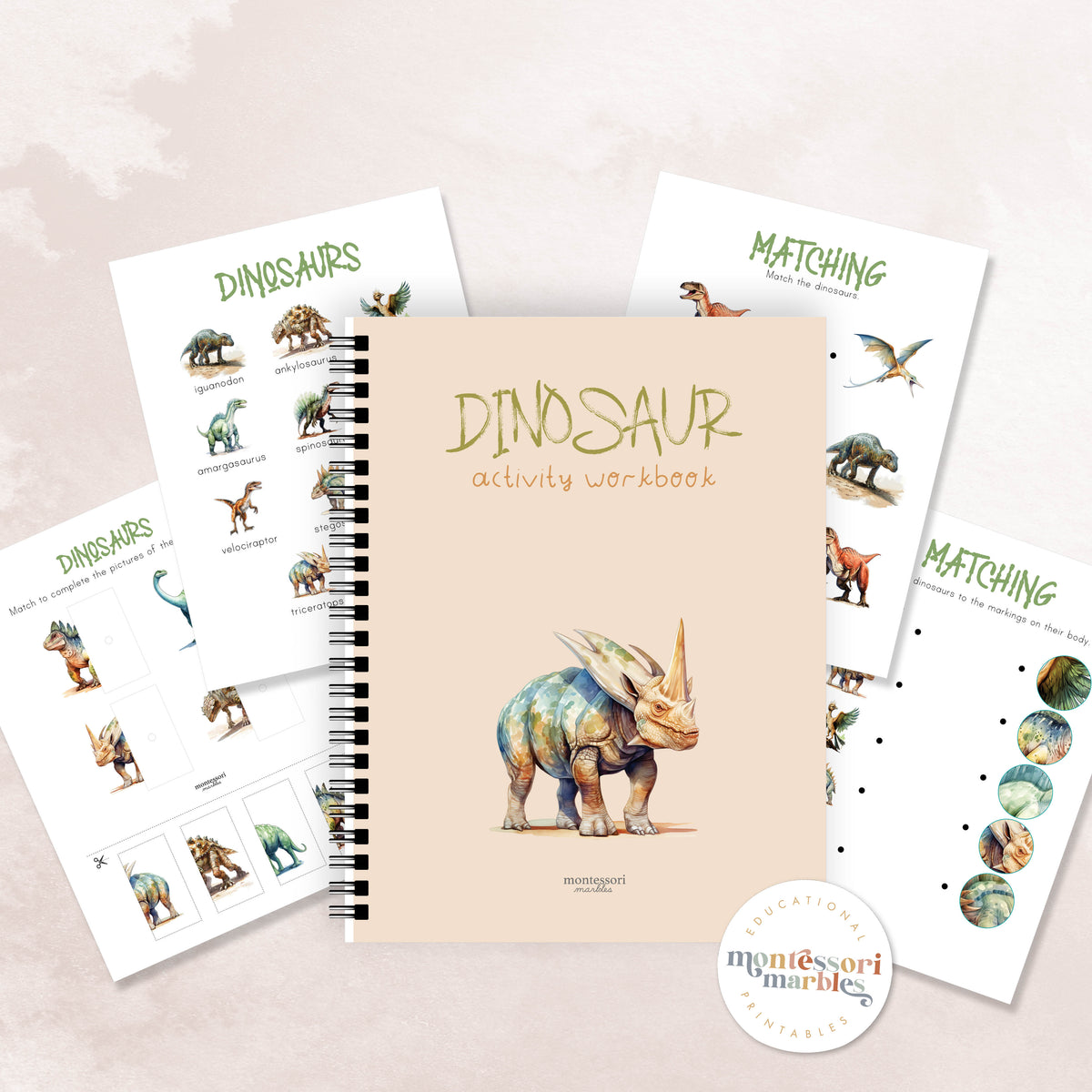 Dinosaur Activity Workbook – Montessori Marbles