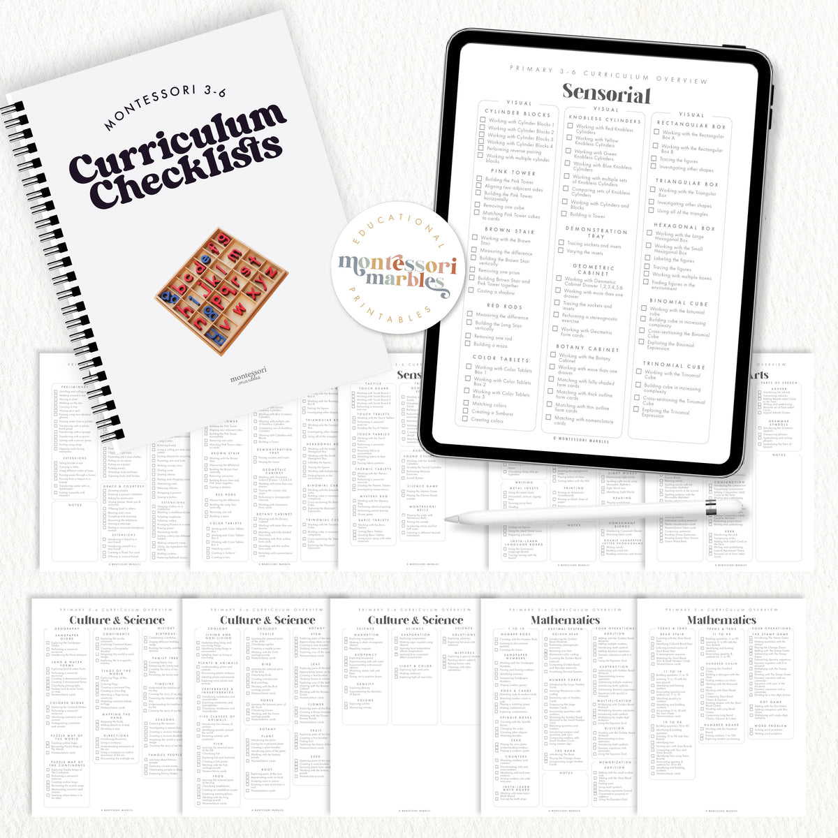Montessori 3-6 Curriculum Checklists – Montessori Marbles