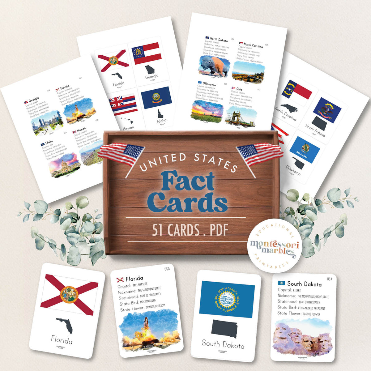 United States Fact Cards | Montessori Inspired Printable Resources ...