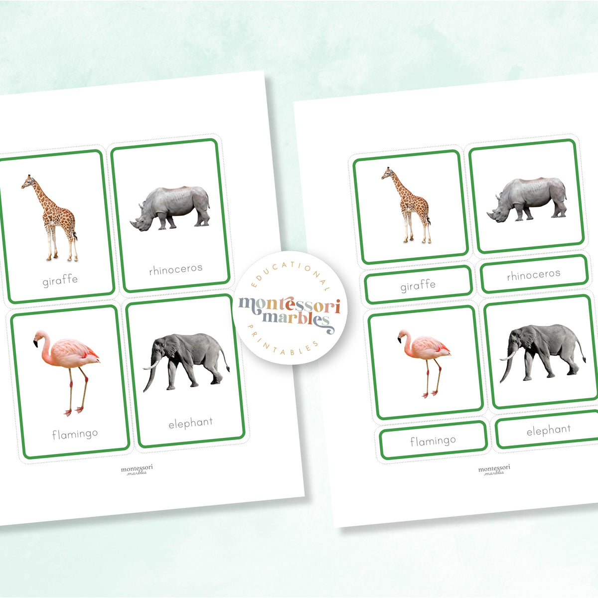 Safari Animals Flash Cards | Montessori Inspired Printables ...