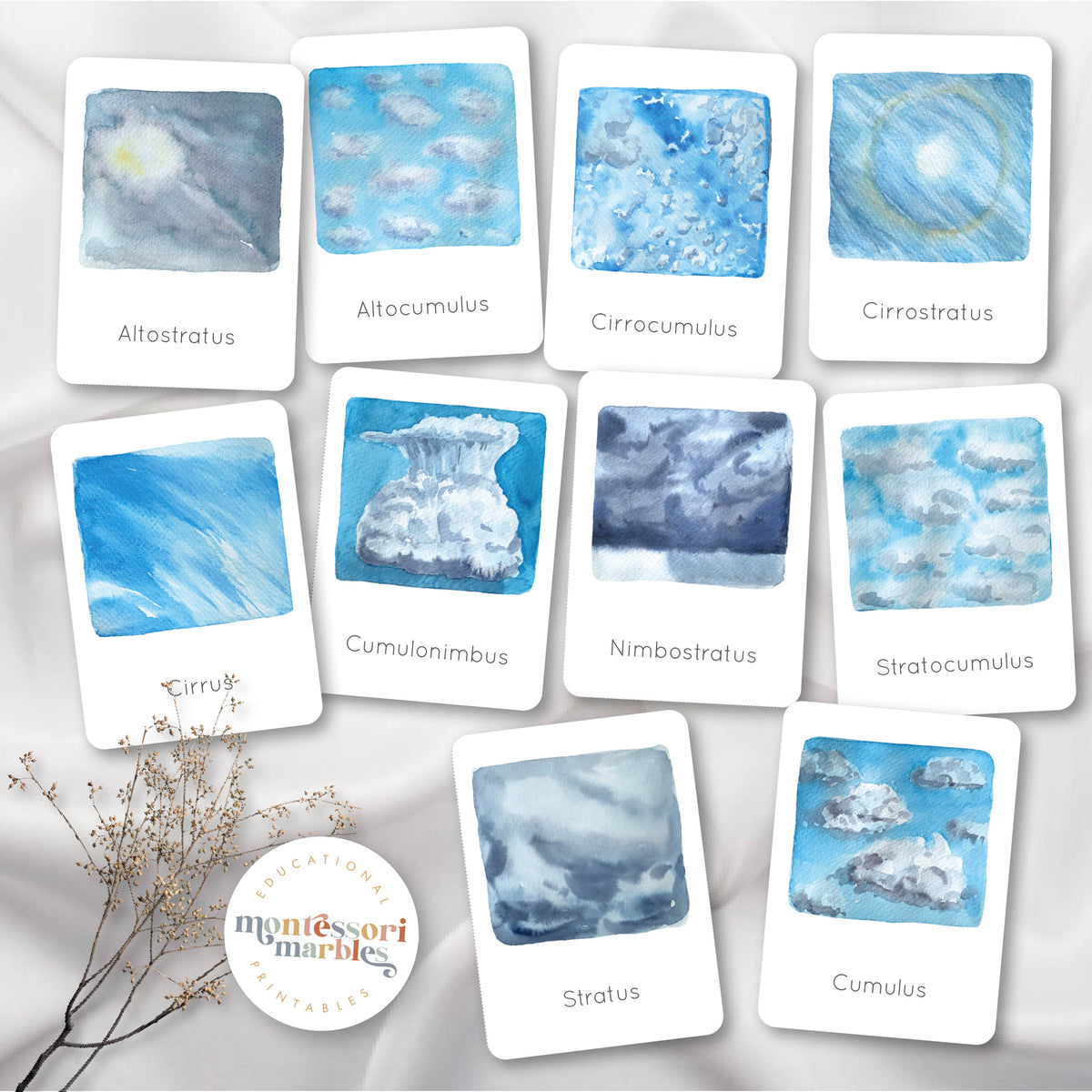 Clouds Flash Cards – Montessori Marbles