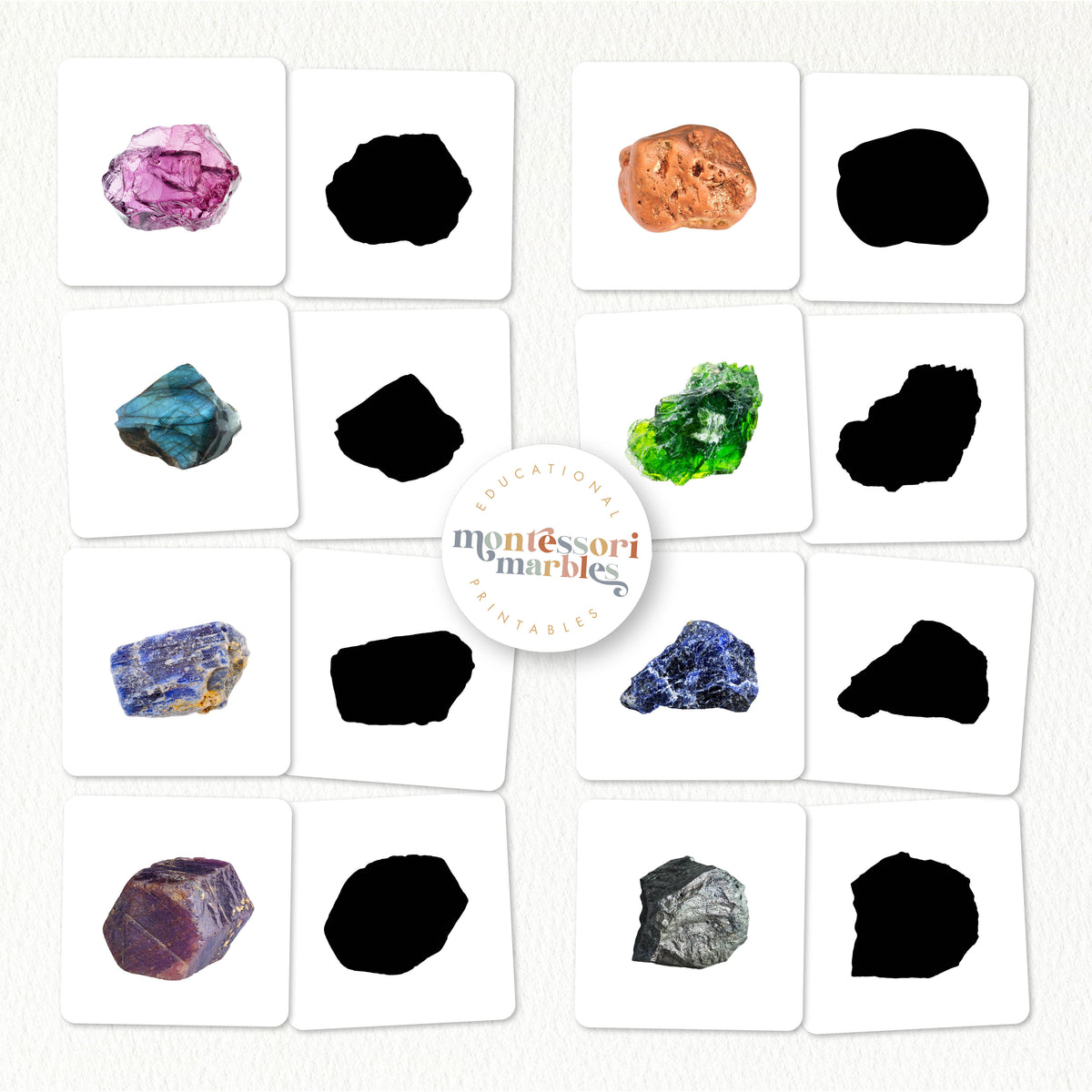 Minerals & Stones Shadow Matching | Montessori Printable Resources ...