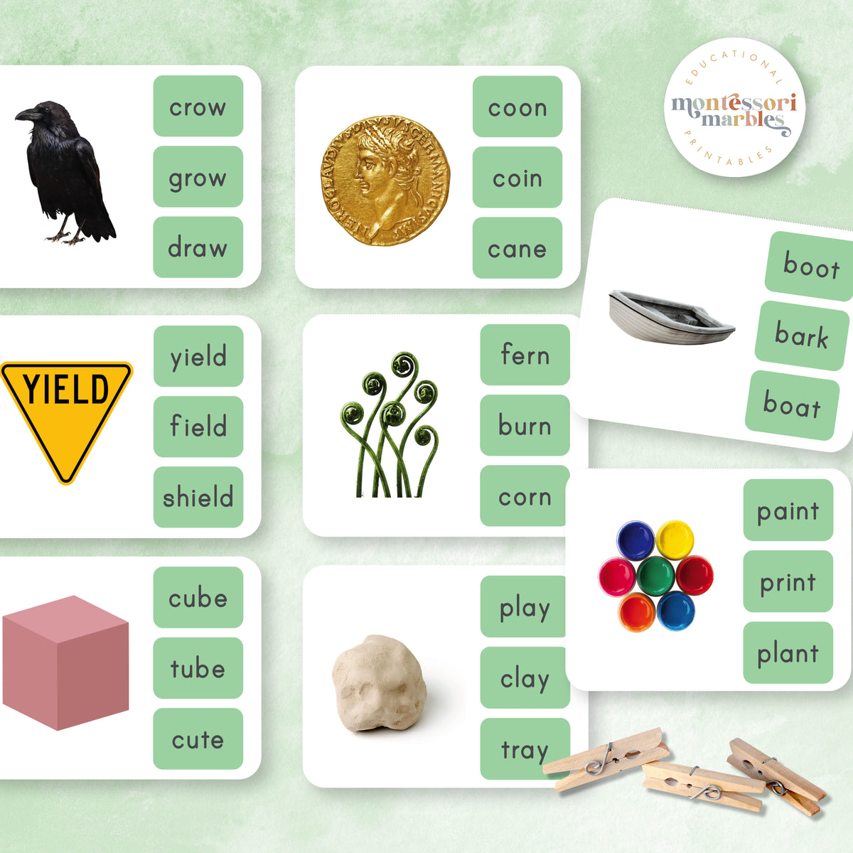 Montessori Green Series Name the Objects | Phonograms – Montessori Marbles