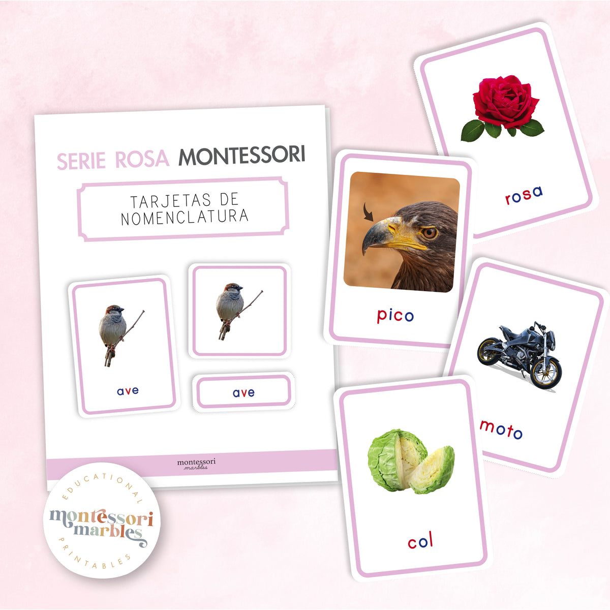 Montessori Serie Rosa Tarjetas de Nomenclatura – Montessori Marbles