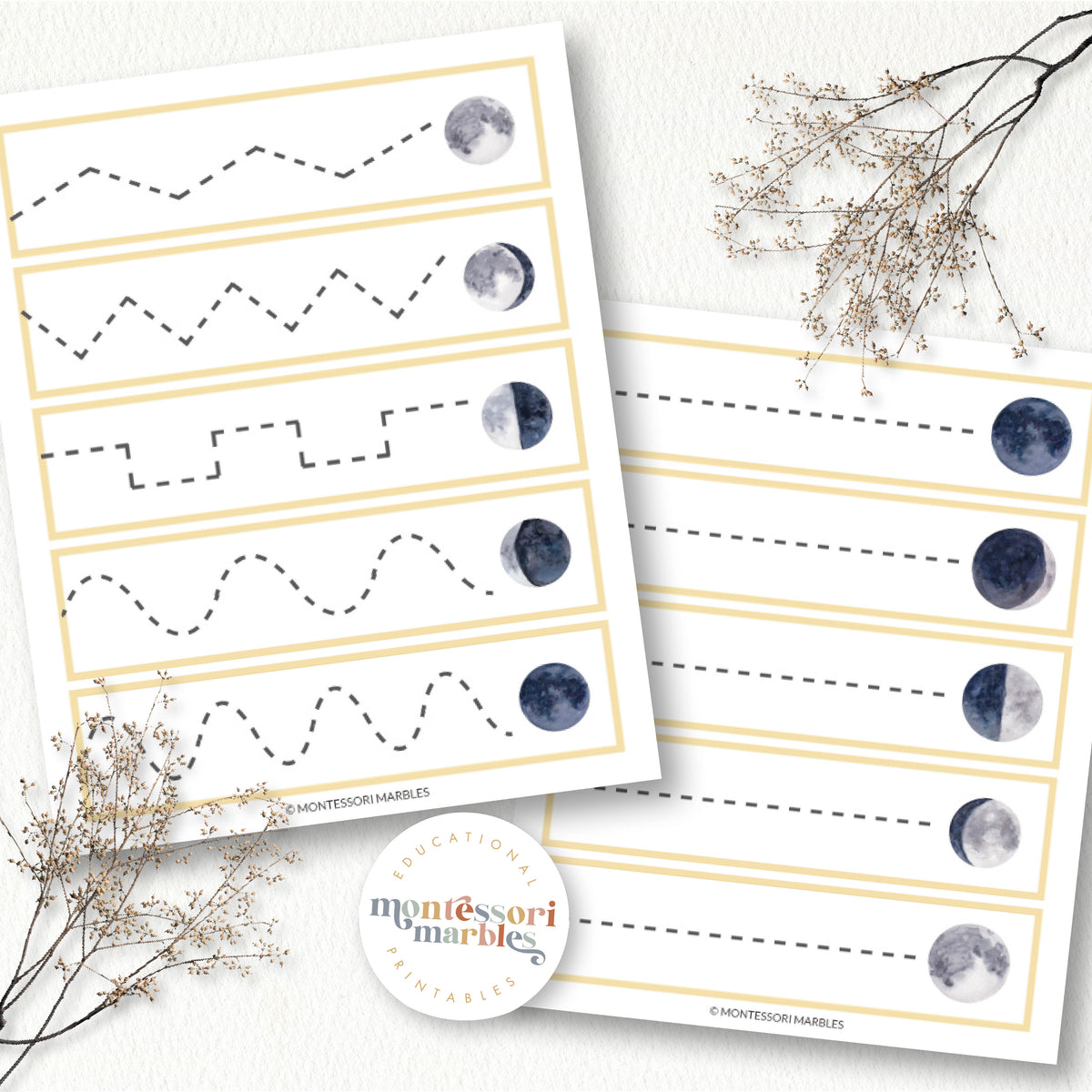 Moon Phases Cutting Strips | Montessori Outer Space Printable Activity ...