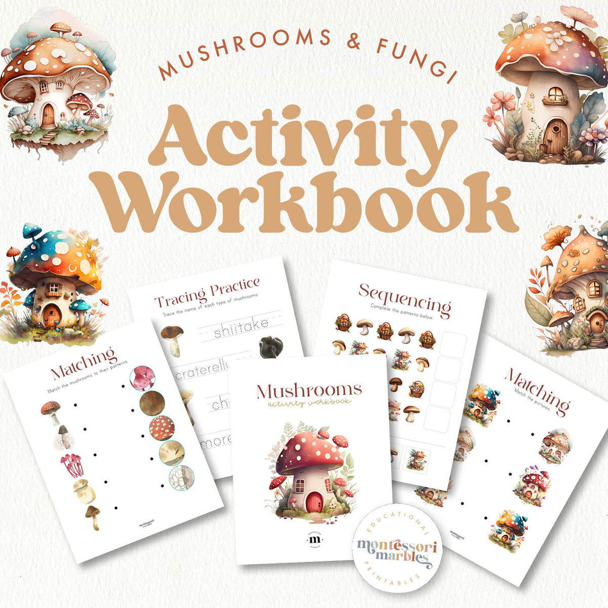 Mushroom Activity Workbook | Montessori Printable Resources ...