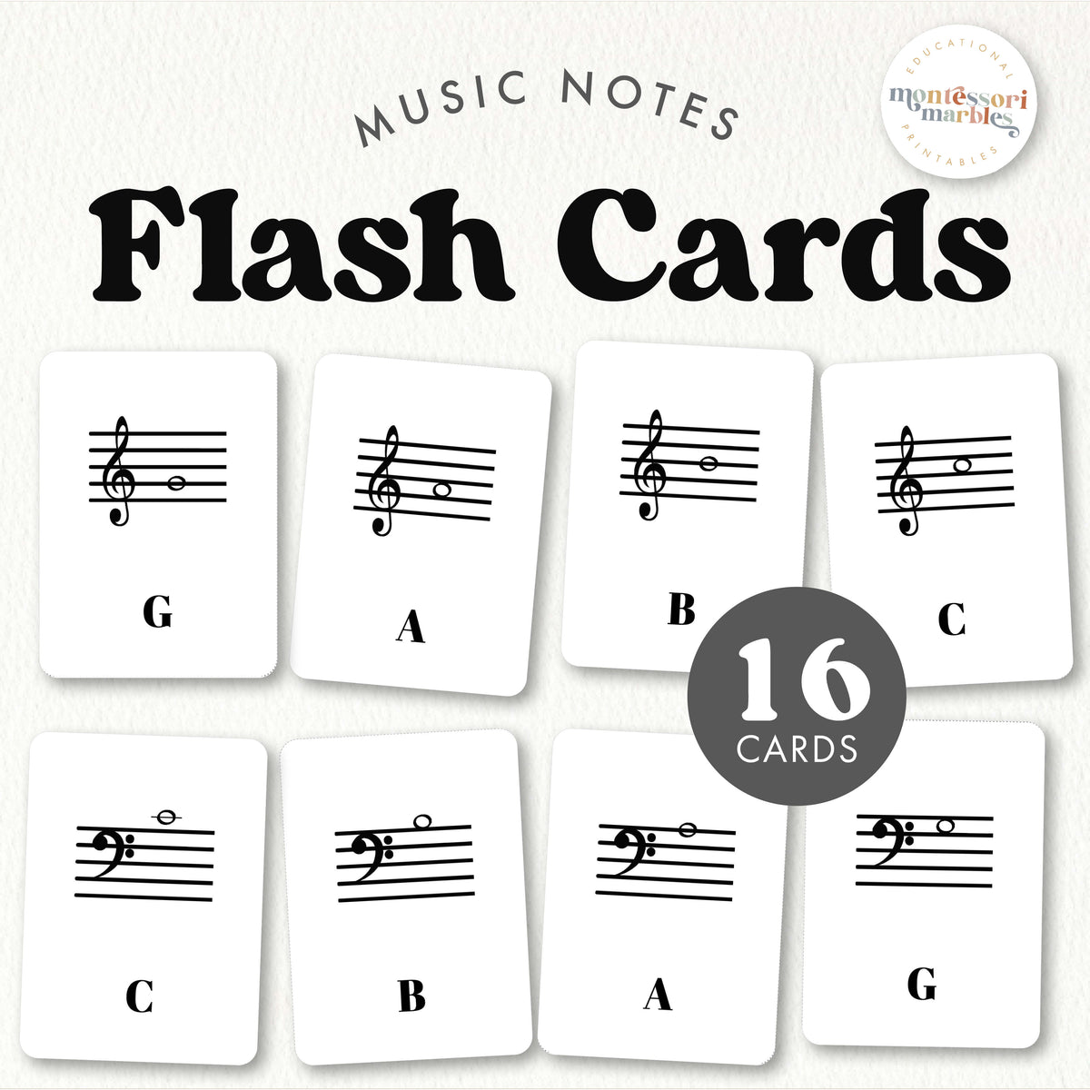 Music Notes Flash Cards – Montessori Marbles