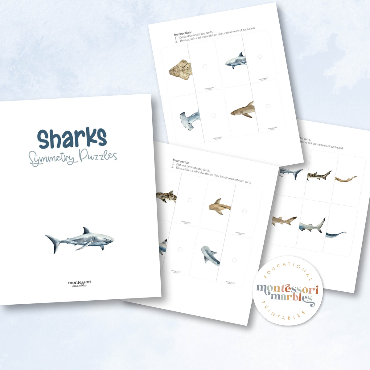 Sharks Symmetry Puzzles | Montessori Inspired Printable Resources ...