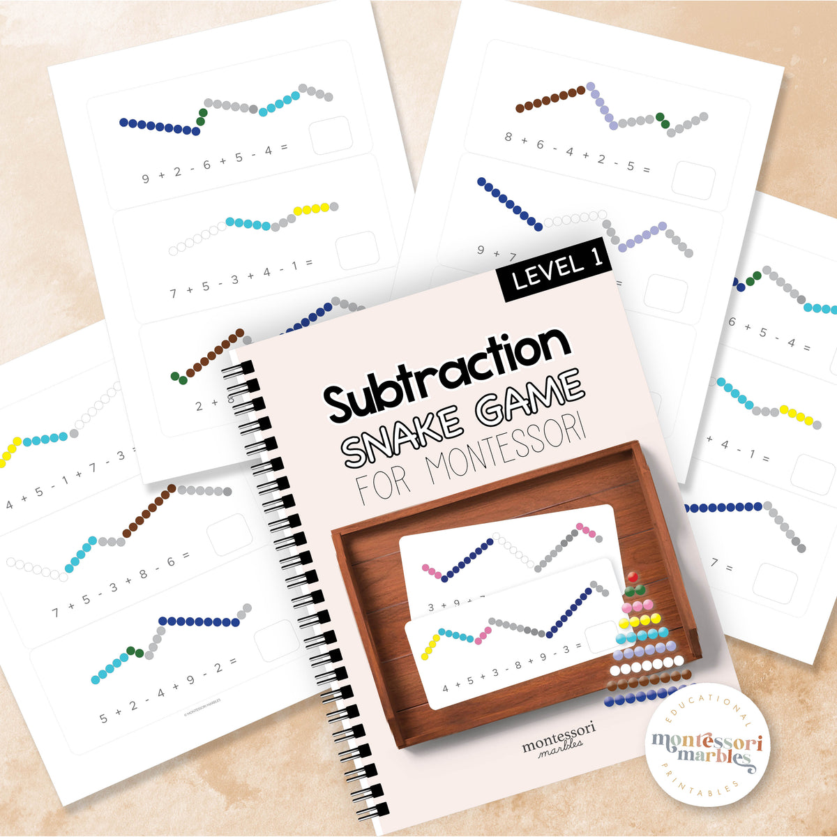 Snake Game Subtraction Workbook – Montessori Marbles