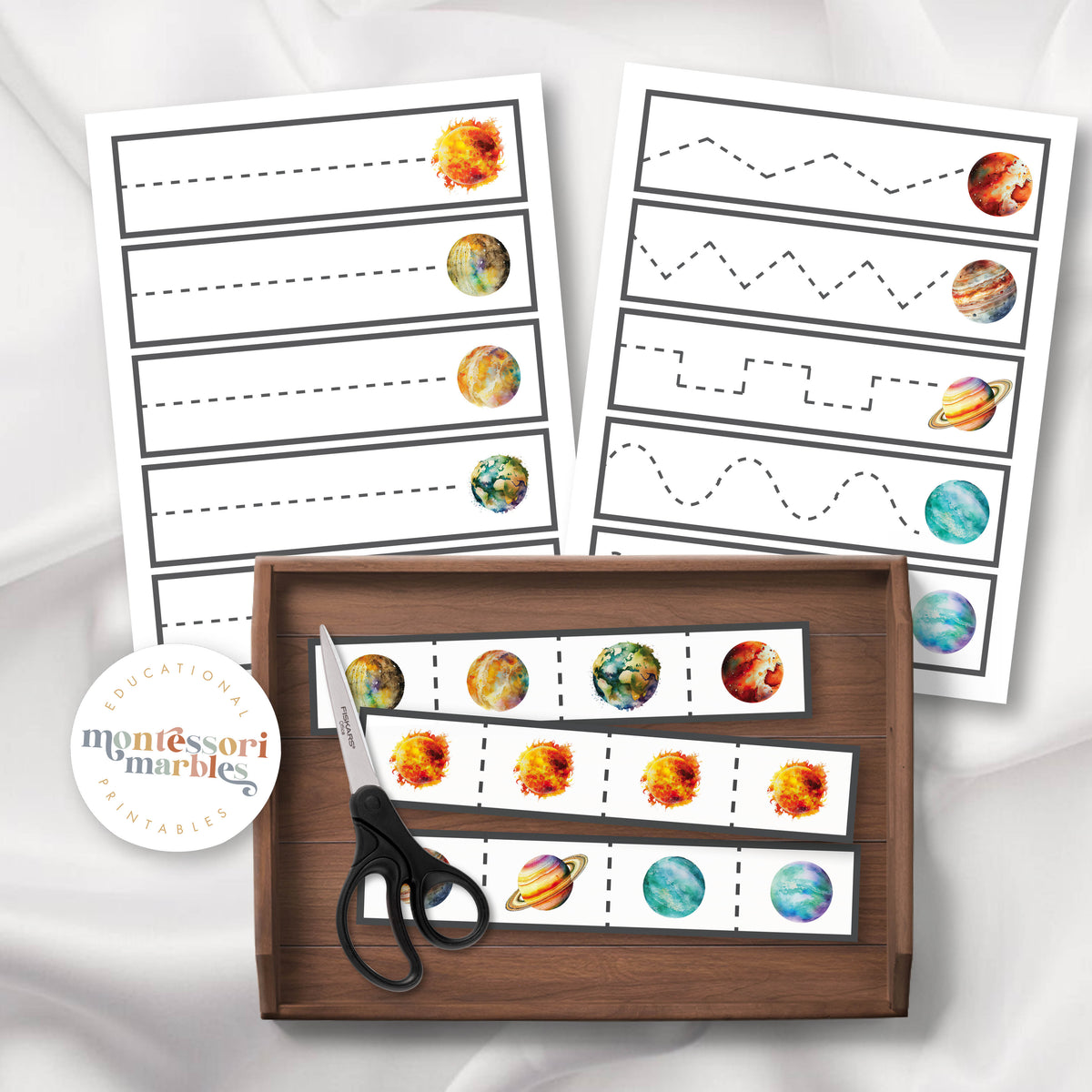 Solar System Cutting Strips | Montessori Inspired Printable ...