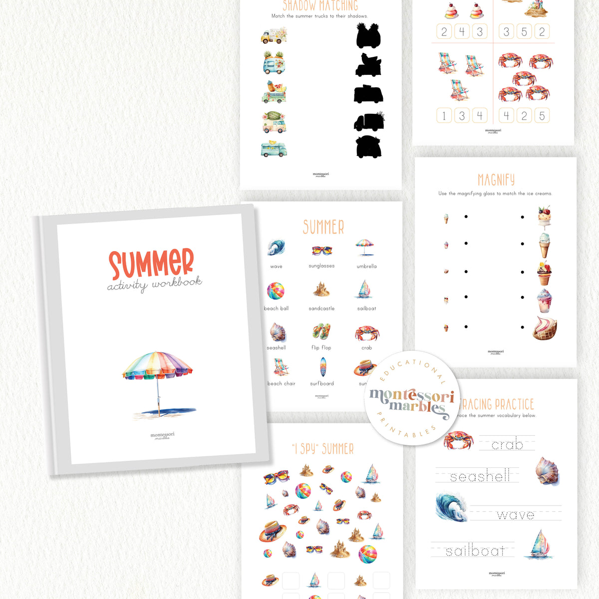 Summer Mini Activity Workbook - PreK & Kindergarten – Montessori Marbles