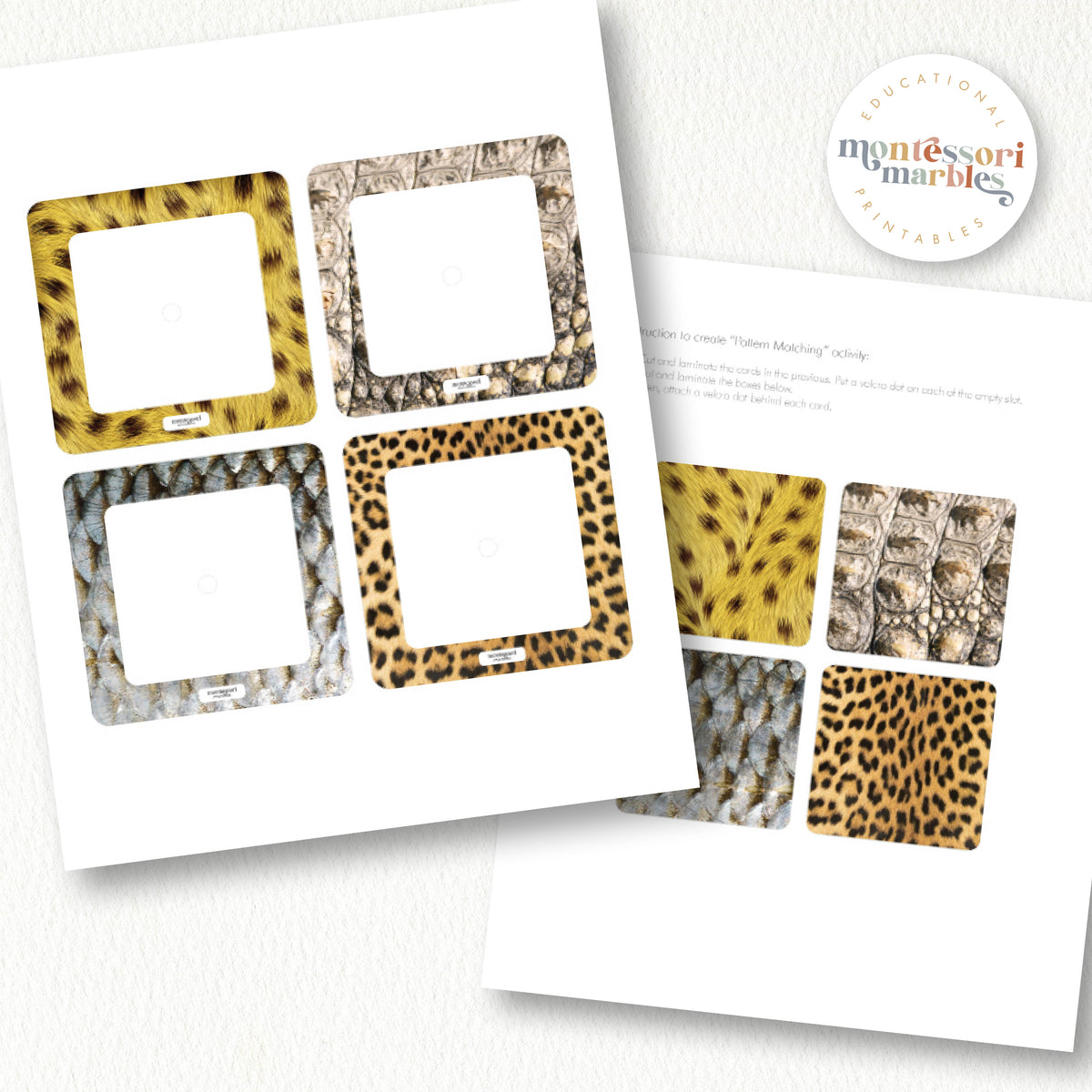 Safari & Jungle Animals Pattern Matching – Montessori Marbles