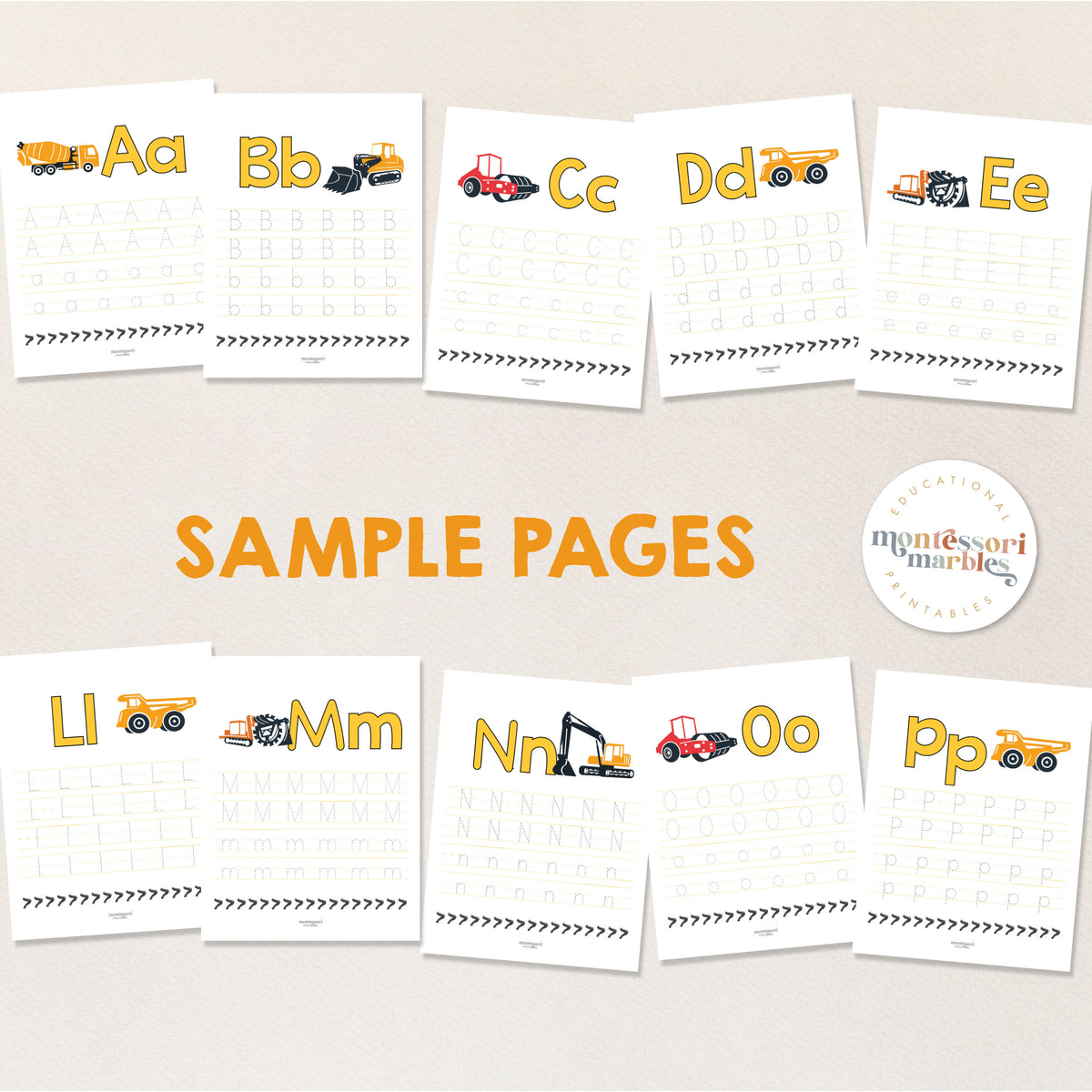 Construction Letter Tracing Workbook – Montessori Marbles