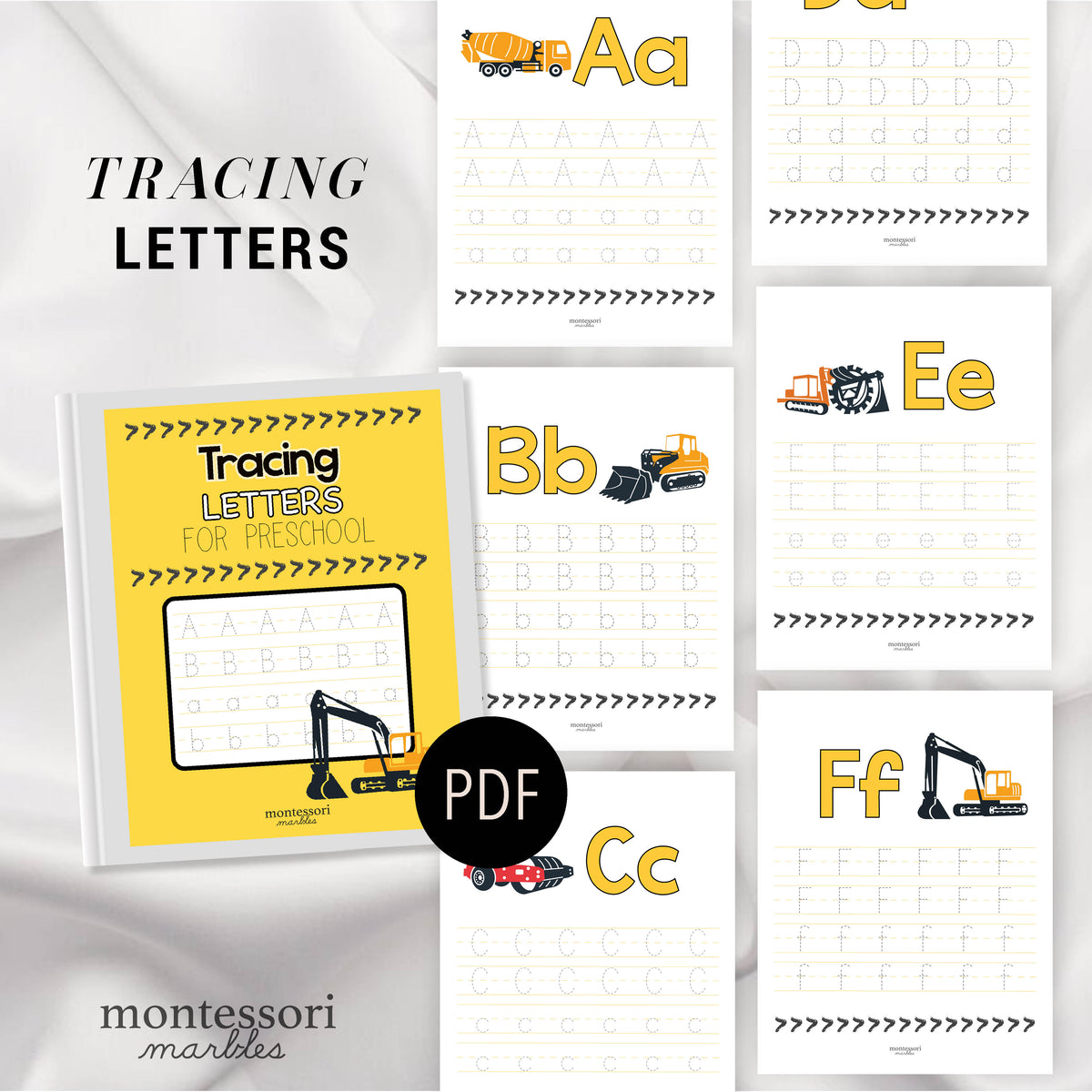 Construction Letter Tracing Workbook – Montessori Marbles