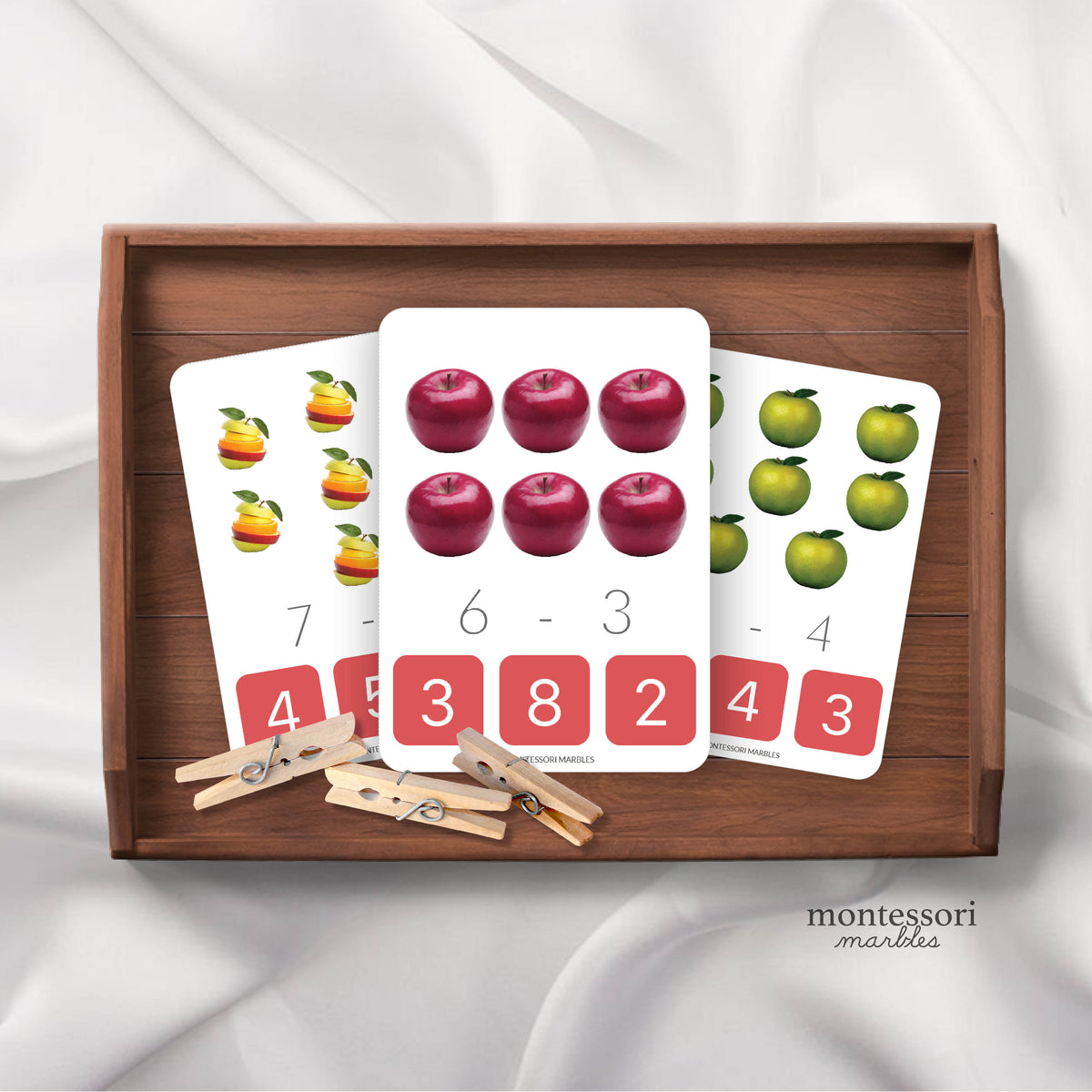 Apples Subtraction Clip Cards | Montessori Inspired Early Math ...