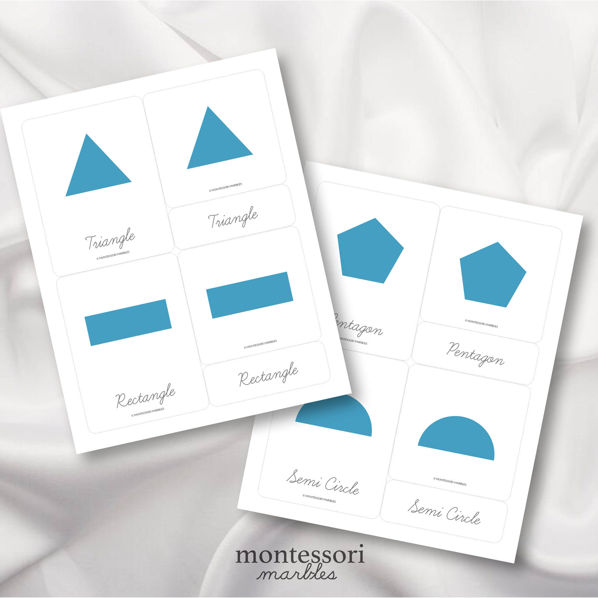 Geometric Shapes Nomenclature Cards (Cursive) – Montessori Marbles