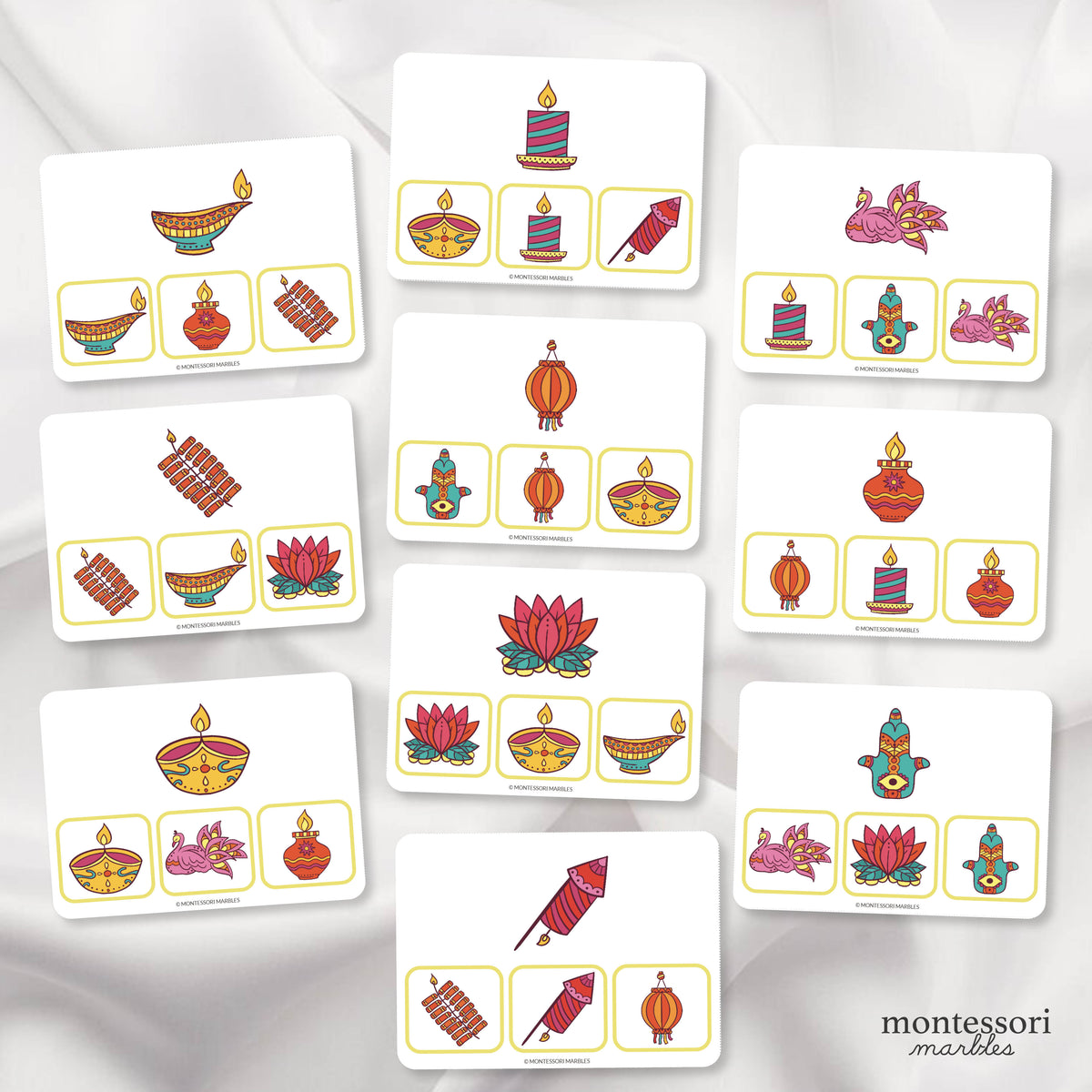Diwali Picture Matching – Montessori Marbles