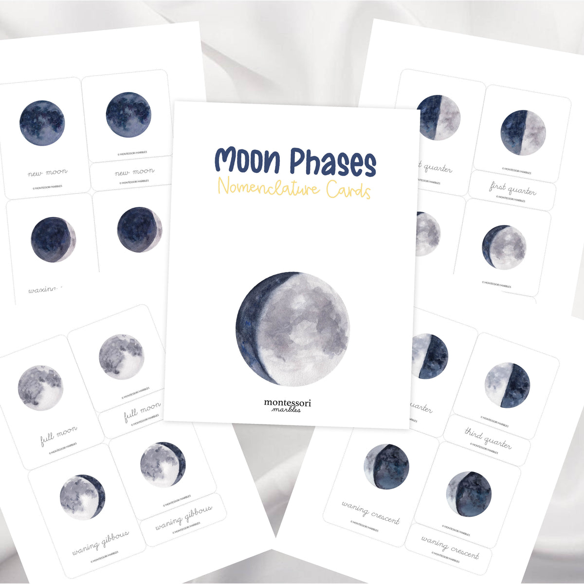Moon Phases Nomenclature Cards | Montessori Printable Activities ...