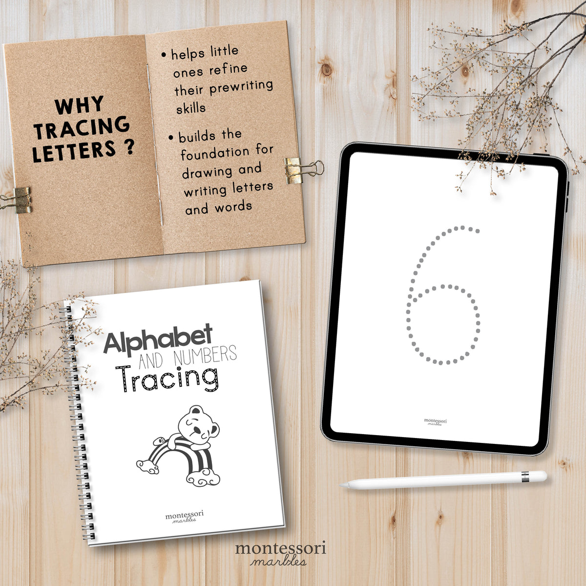 Alphabet and Numbers Workbook – Montessori Marbles