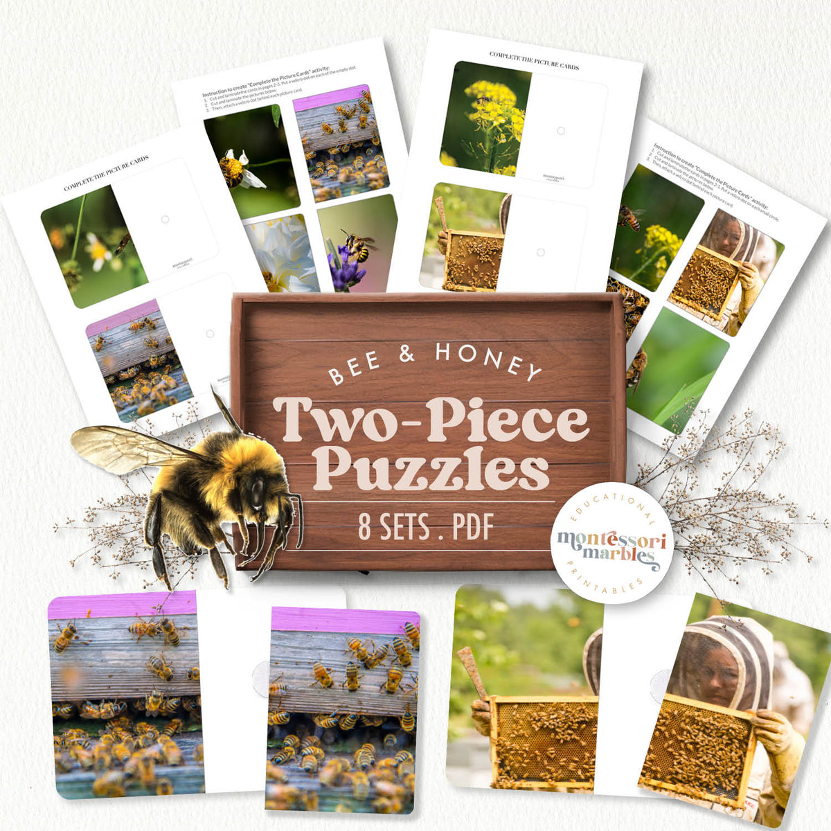 Bee Complete Pictures | Two Piece Puzzles Ages 3-6 Spring Insects PDF ...