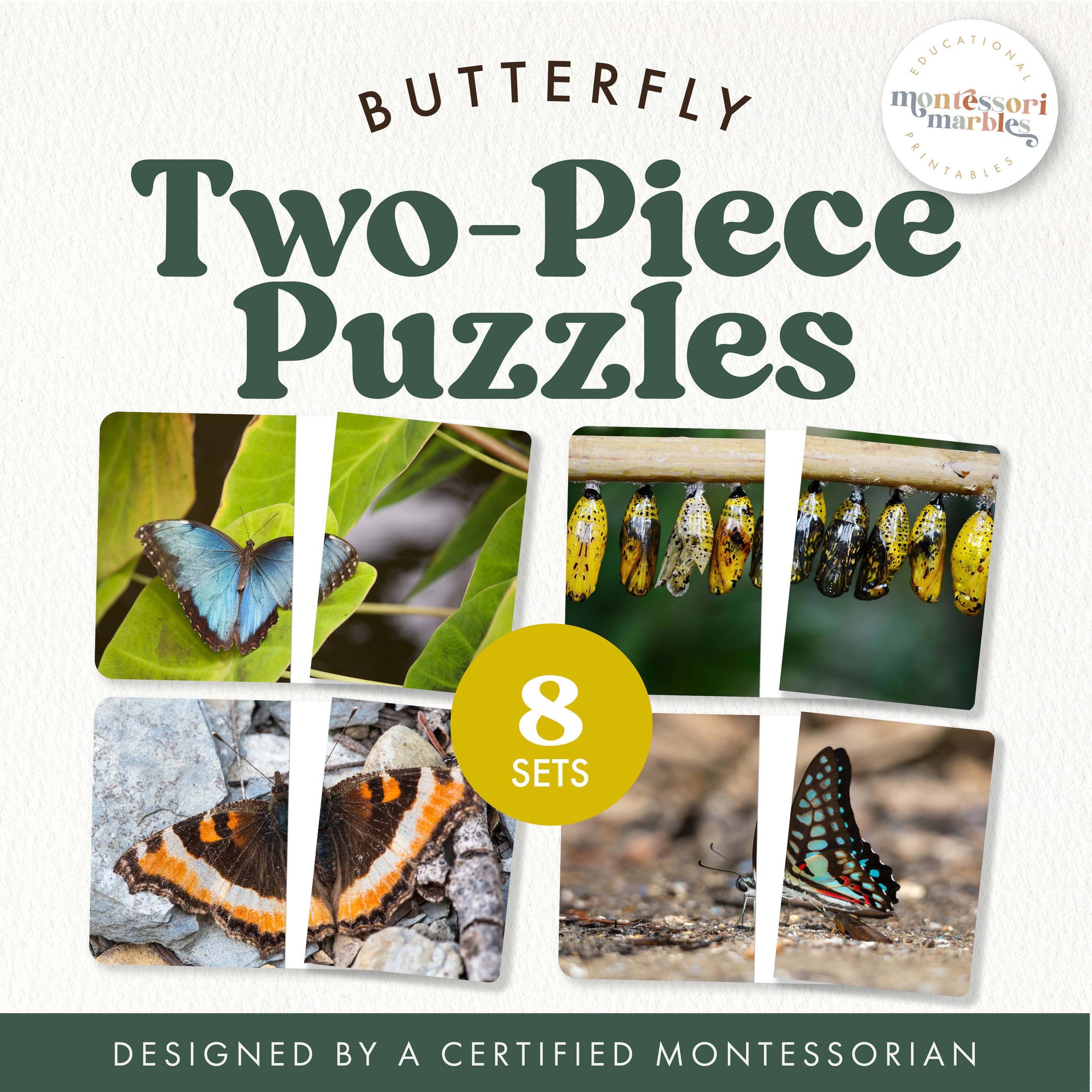 Butterfly Complete Pictures | 8 Two Piece Puzzles Ages 3-6 Spring ...
