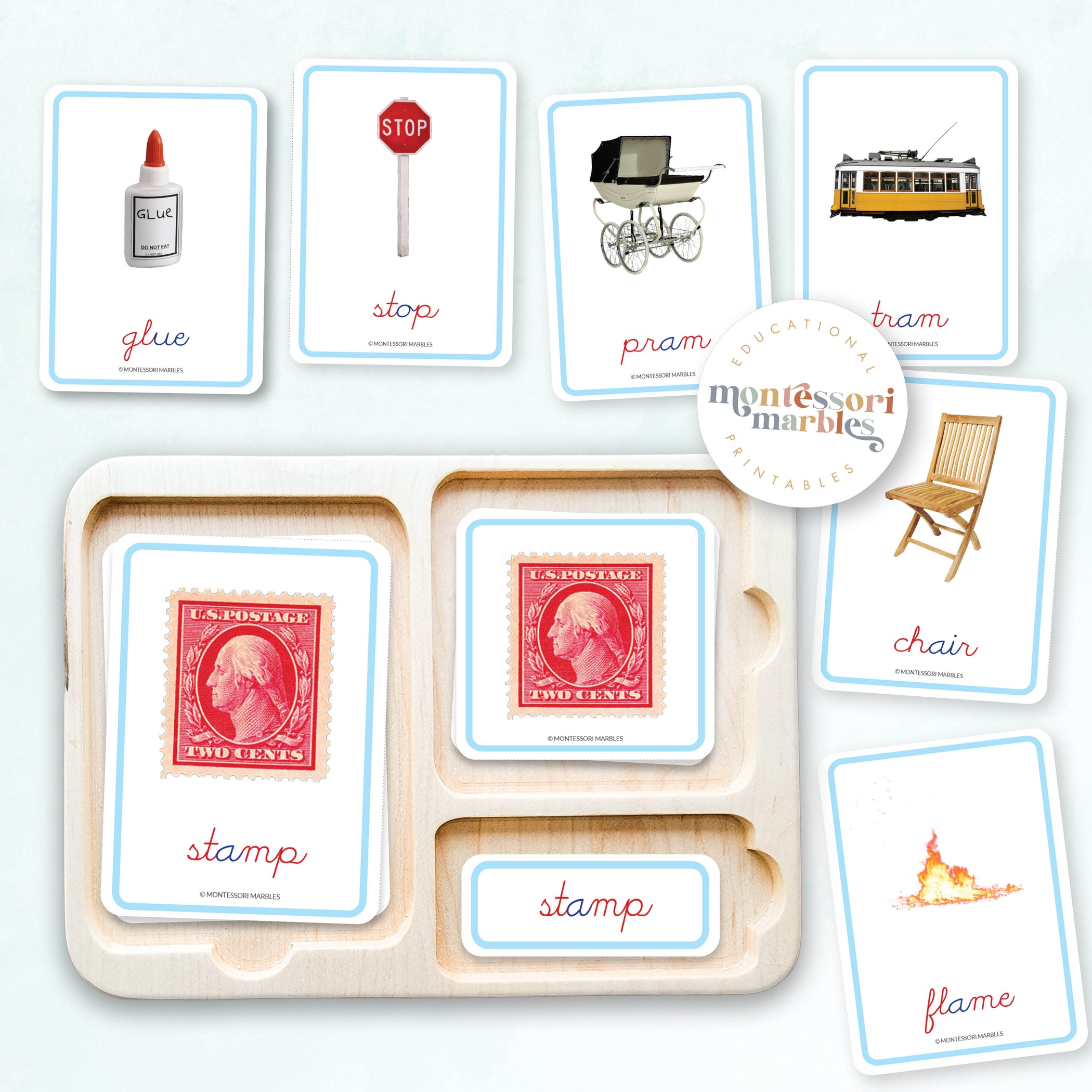 Blue Series Cursive Cards | Phonics Reading Ages 6-8 — Montessori Marbles