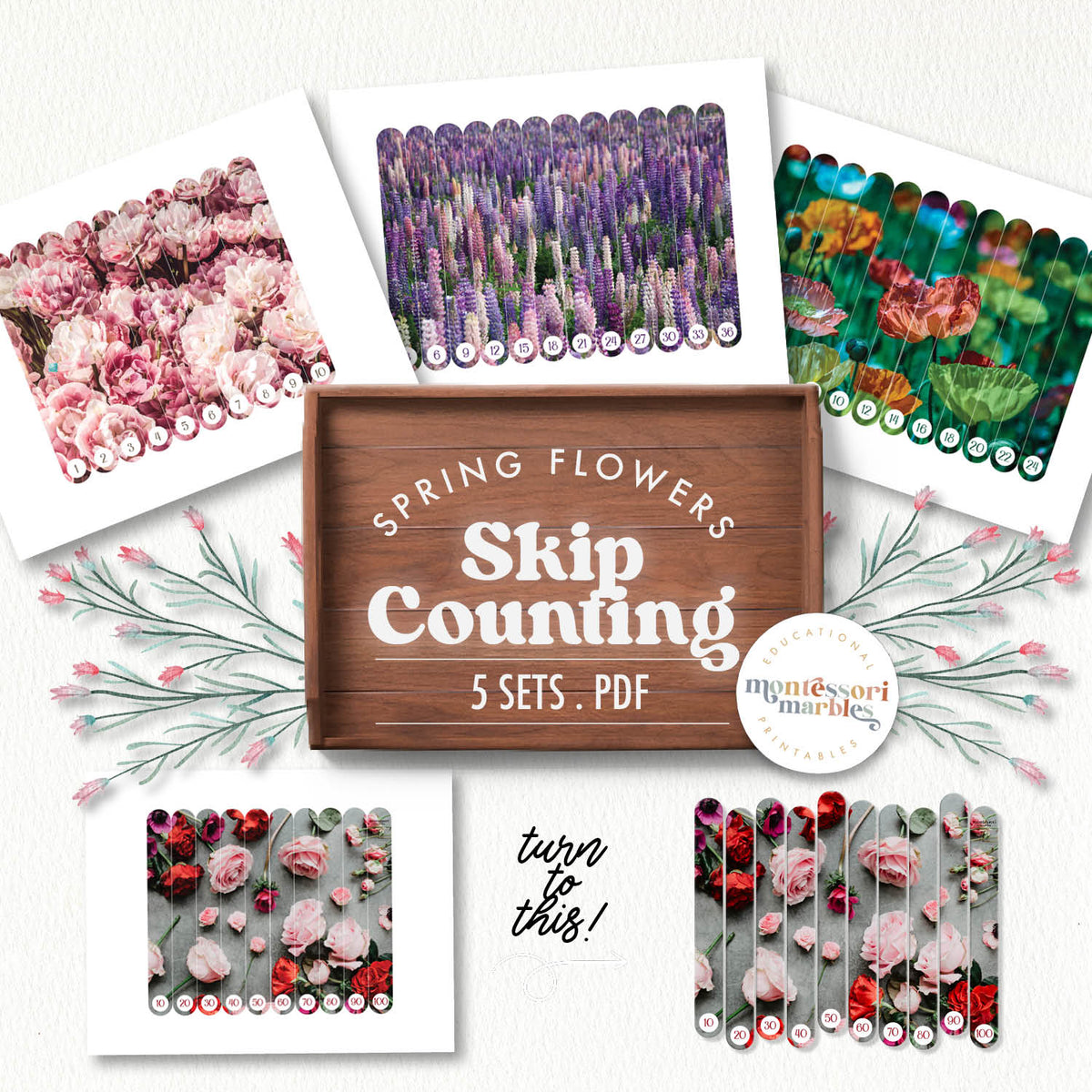 Flowers Skip Counting Activity | Craft Stick Math Puzzles Ages 4-6 PDF ...