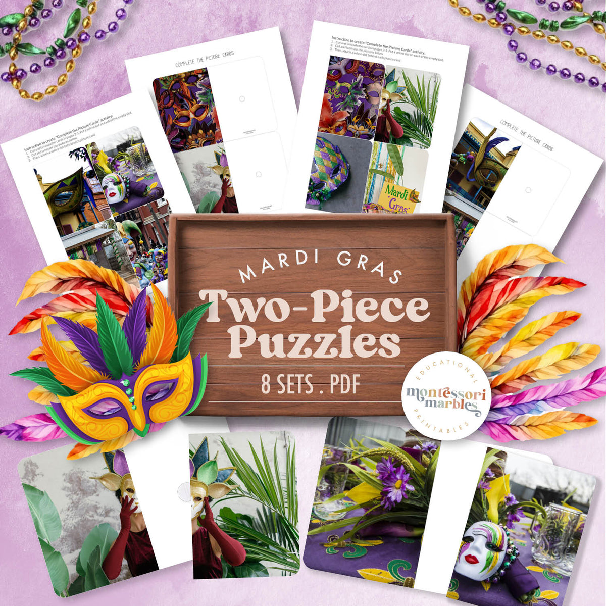 Mardi Gras Complete the Pictures | 8 Sets Carnival Matching Ages 3-6 ...