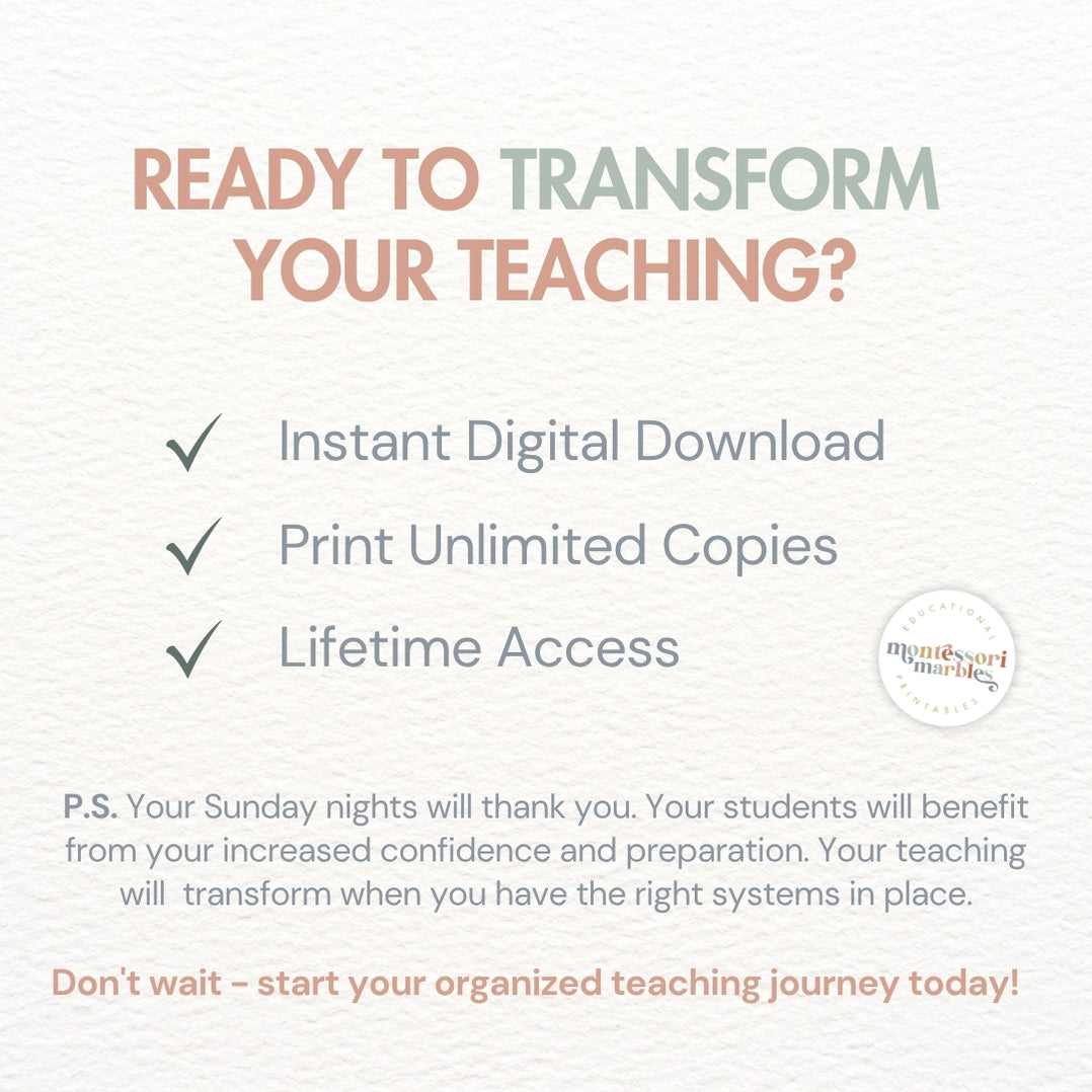 Montessori Teacher Planner Kit | Complete Curriculum — Montessori Marbles