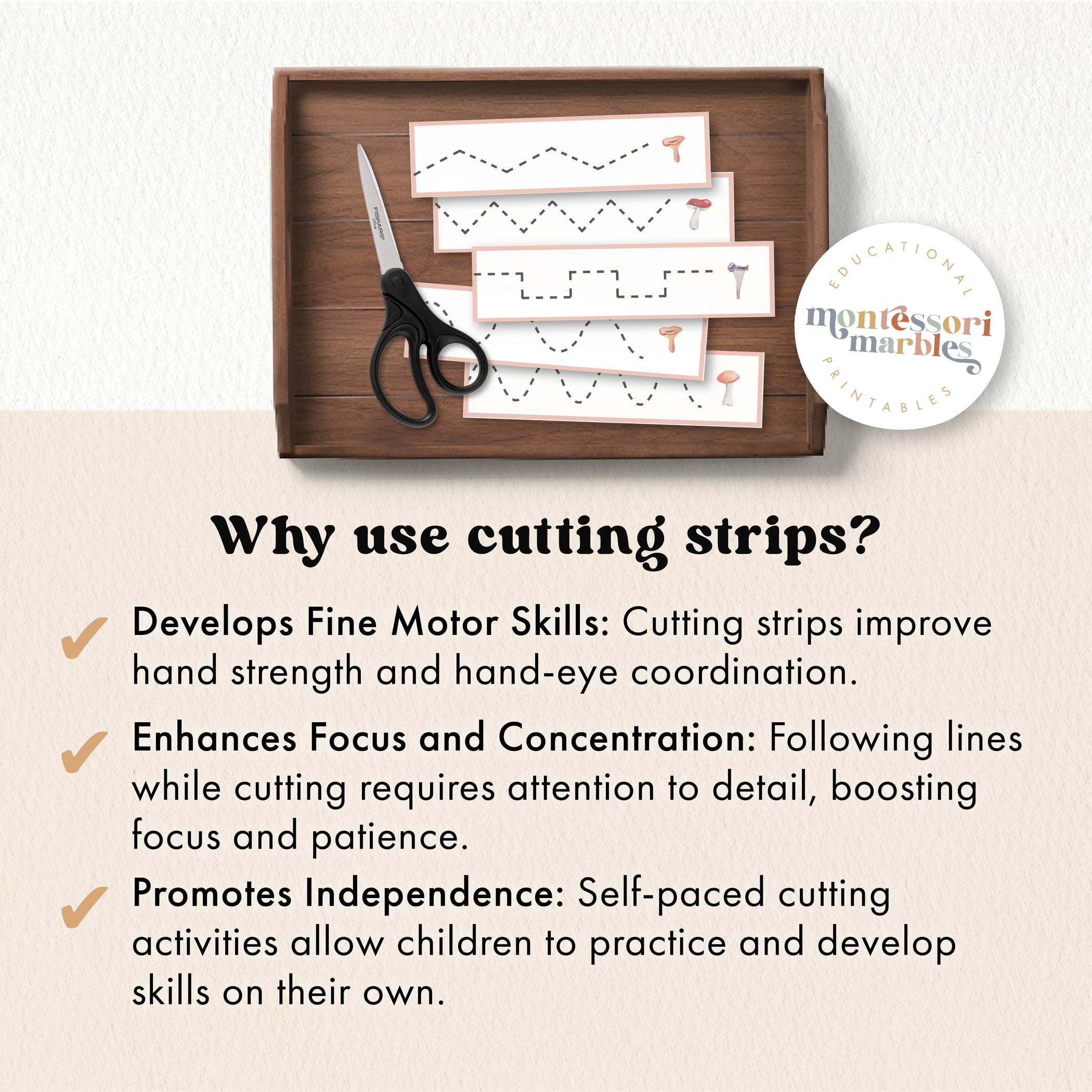 Mushroom Cutting Strips | Scissor Practice Ages 2-5 | Fine Motor Skills ...