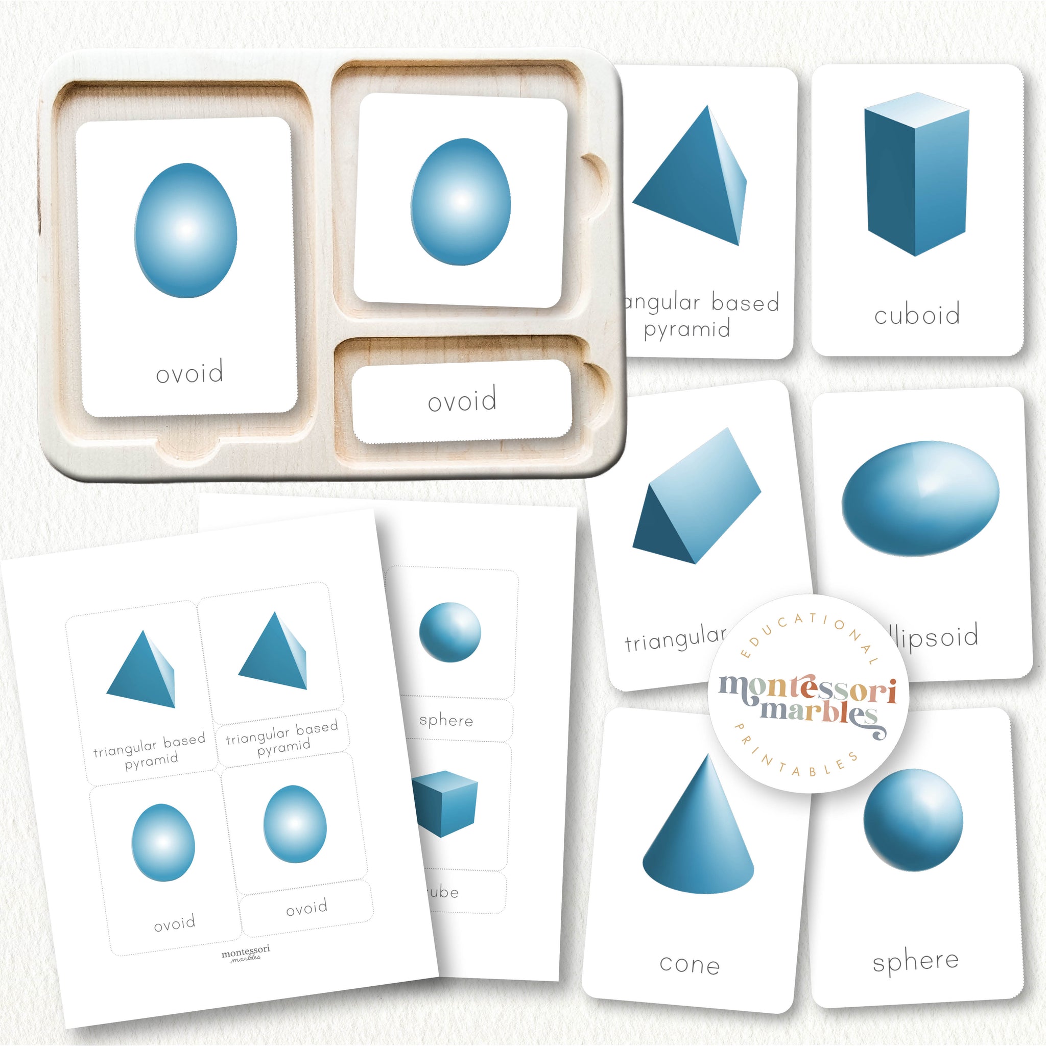 3D Shapes Nomenclature Cards | Montessori Inspired Printable ...