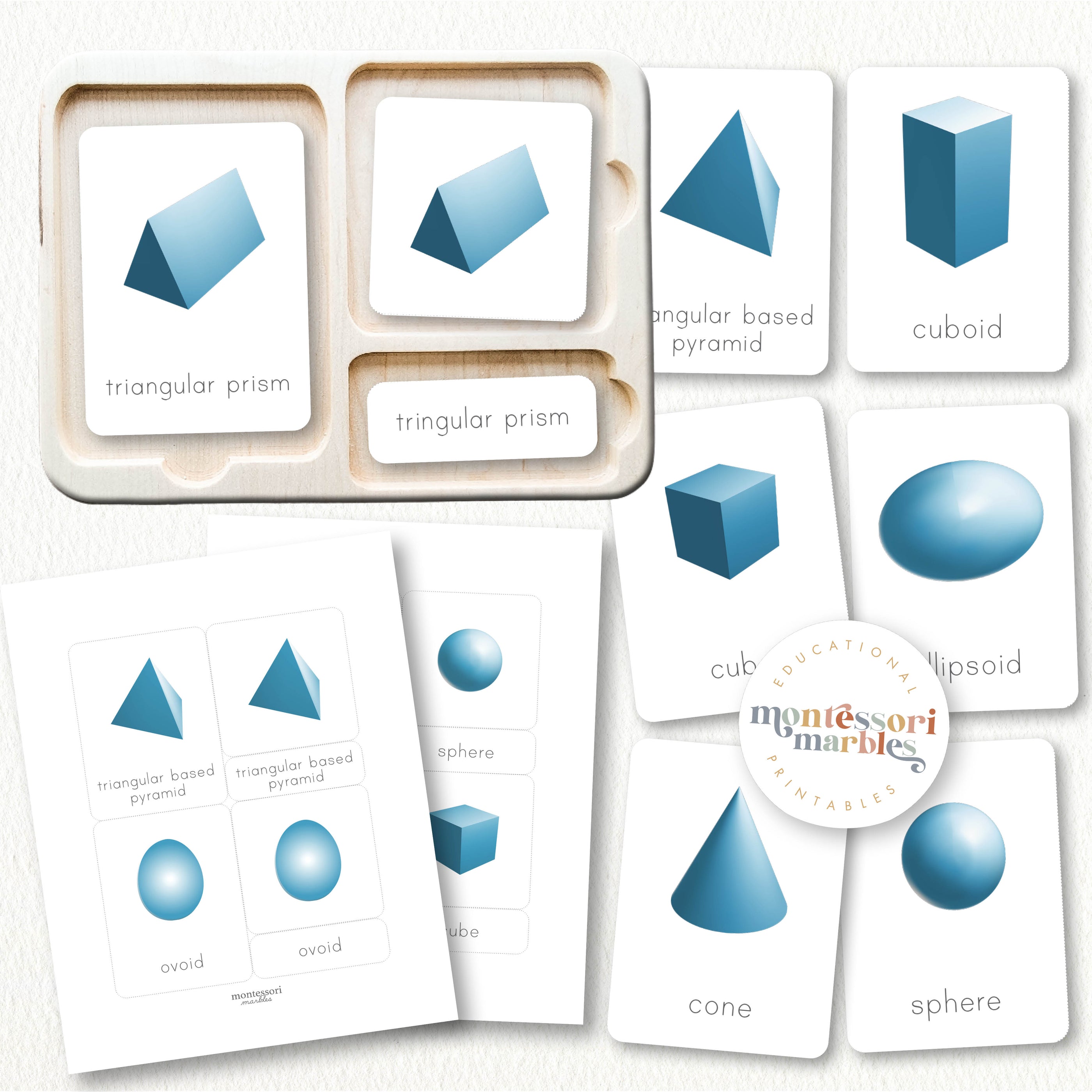 3D Shapes Nomenclature Cards | 10 3-Part Geometry Solids Ages 4-8 PDF ...