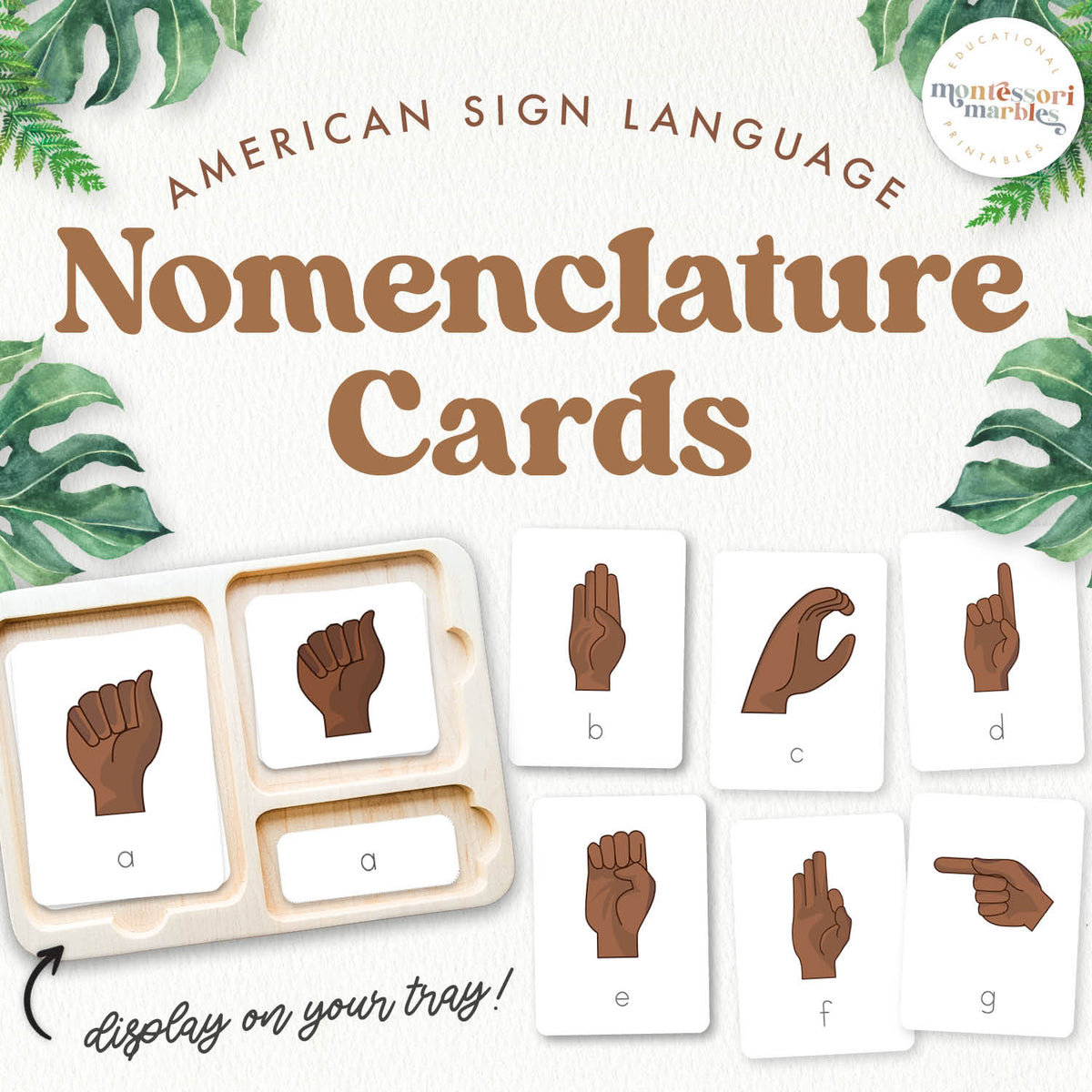 ASL Nomenclature Cards Brown | Sign Language Alphabet Ages 4-8 ...