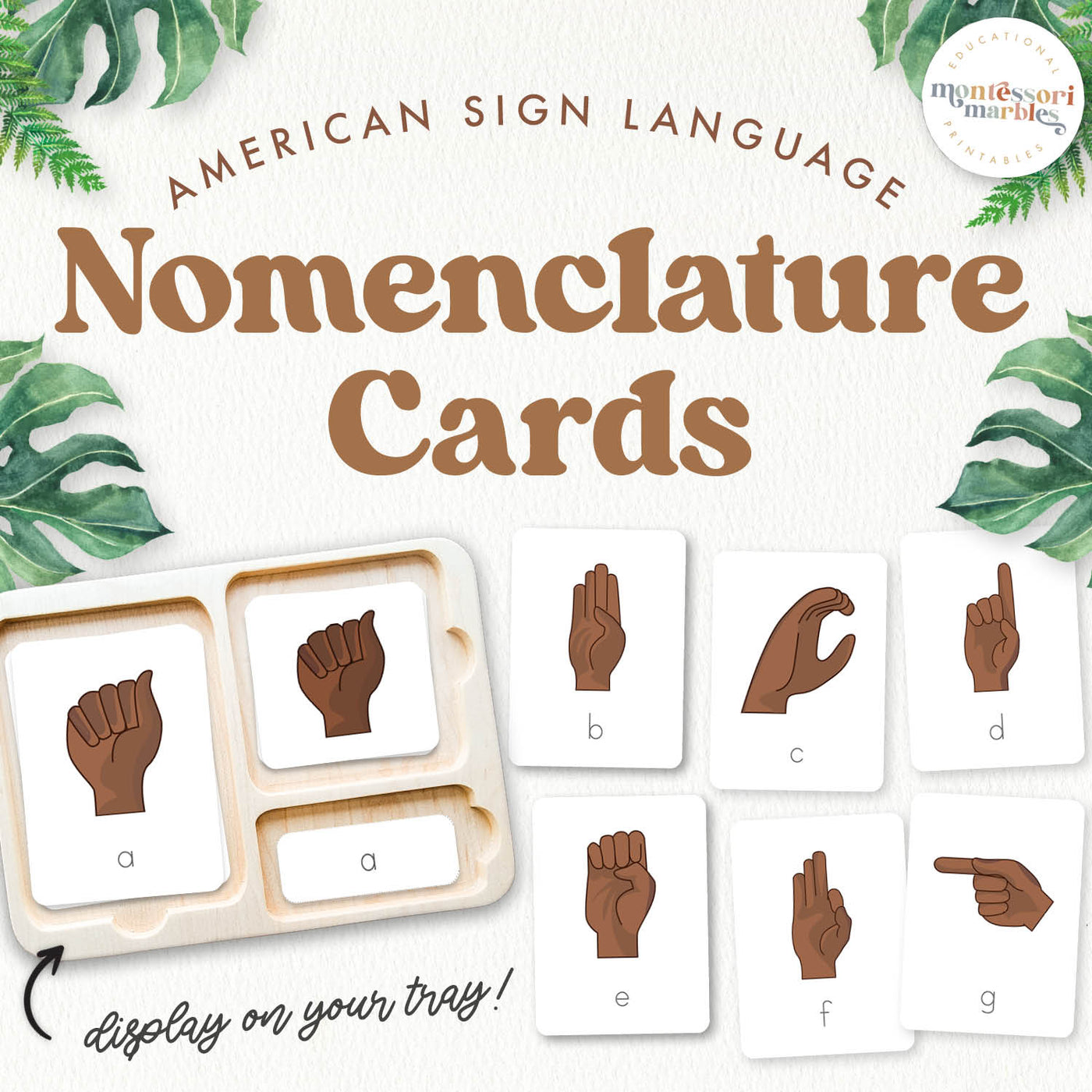 ASL Nomenclature Cards Brown | Sign Language Alphabet Ages 4-8 ...